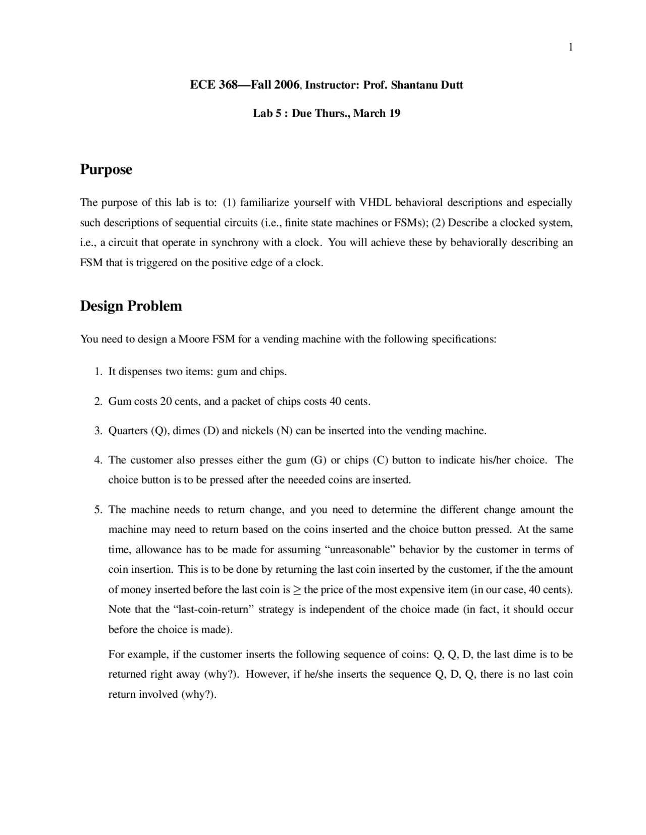 Lab 5 For Design Problem Cad Based Digital Design Ece 368 Docsity