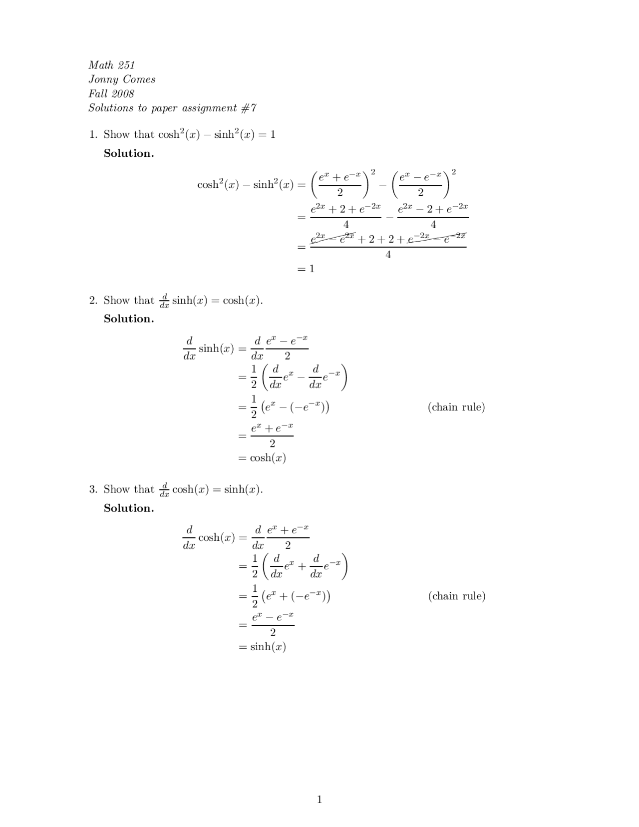 8 Solved Questions on Calculus I - Paper Assignment 7 | MATH 251 - Docsity