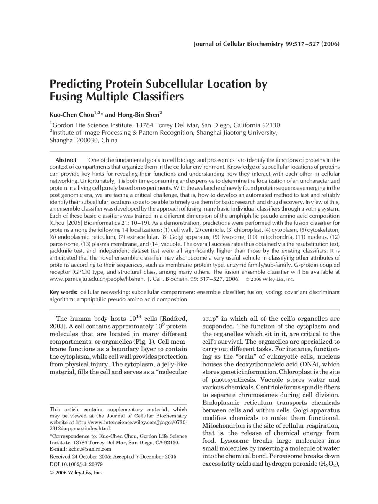 Predicting Protein Subcellular Location By Fusing Multiple Classifiers