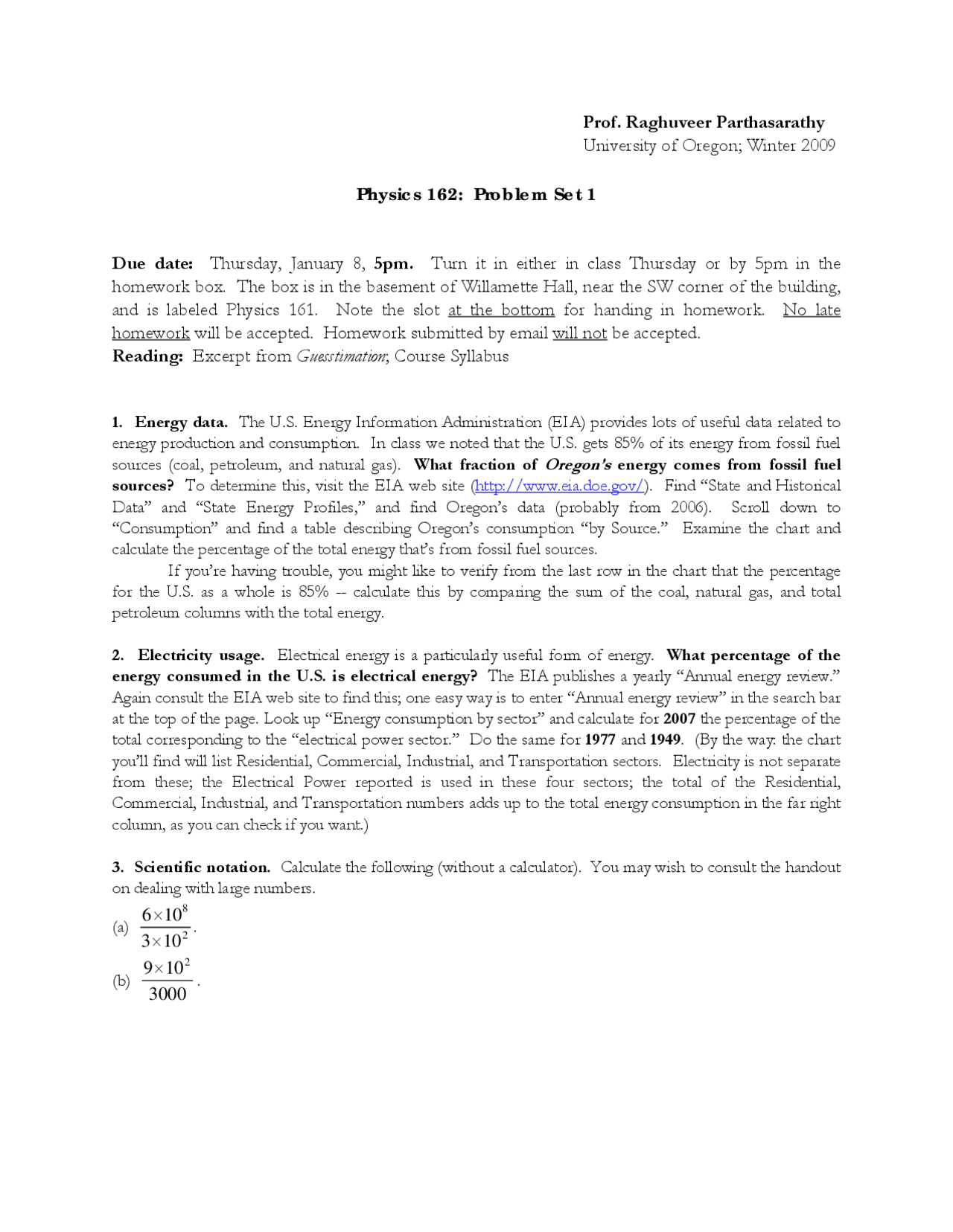 Problem Set 1 Solar And Renewable Engineers Phys 162 Docsity
