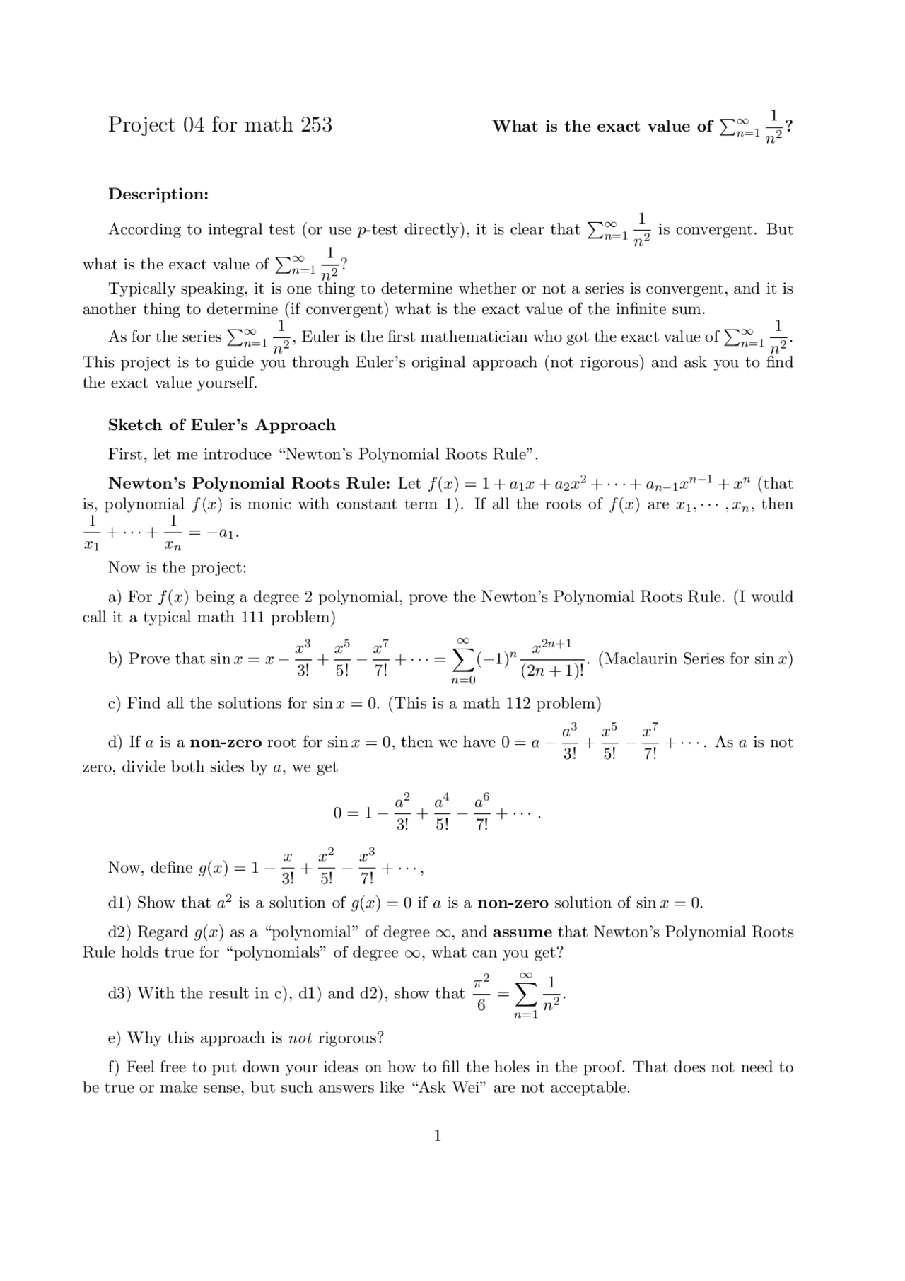Newton Polynomial Roots Rule Project 4 Math 253 Docsity