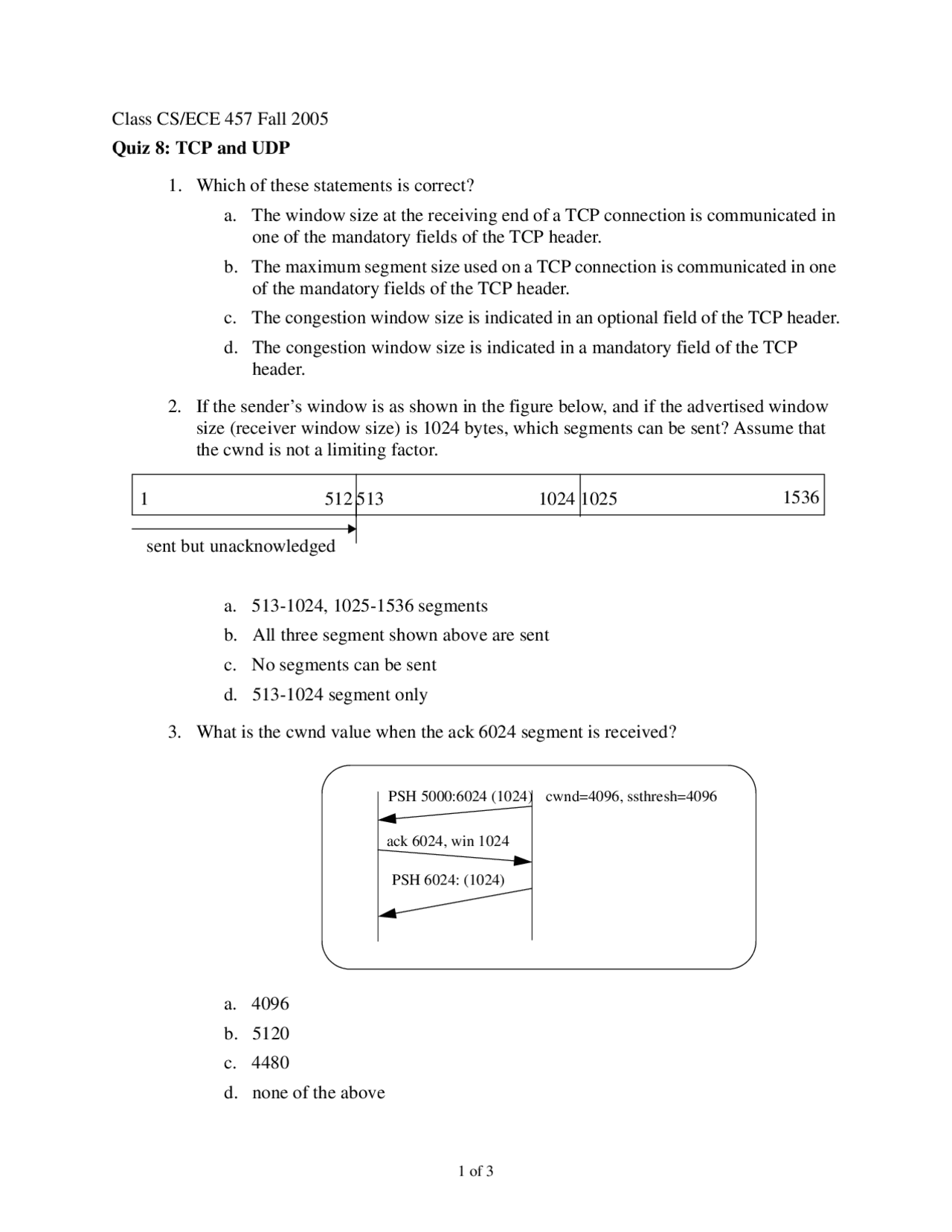 8 Mcqs In Quiz 8 On The Internet Engineering Ece 458 Docsity