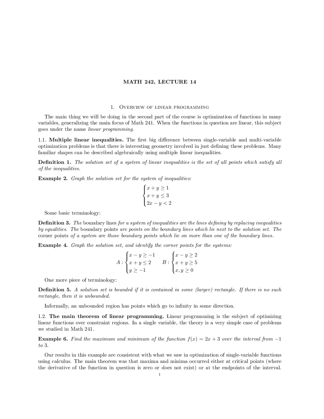 Overview of Linear Programming | MATH 241 | Study notes Mathematics ...