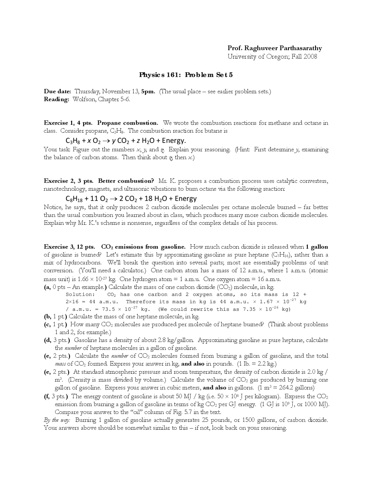 Physics Of Energy And Environment Problem Set 5 Phys 161 Docsity