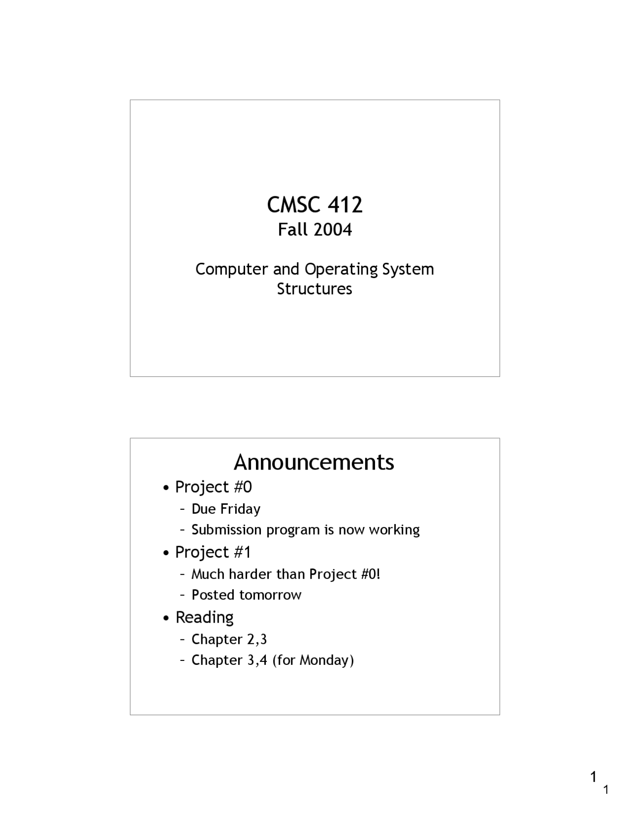 Computer And Operating Systems Of Structures Cmsc 412 Docsity