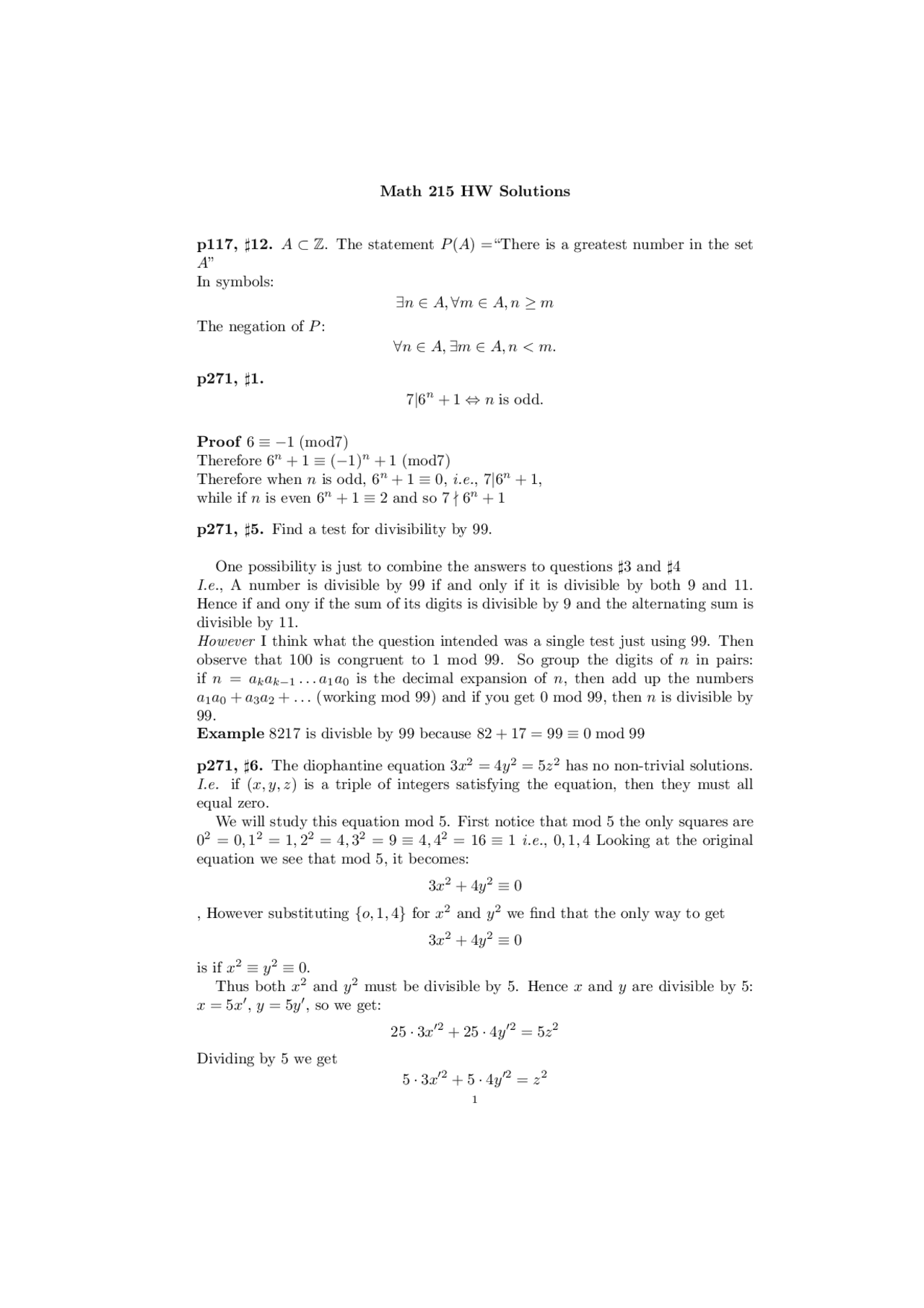 Homework with Solutions - Introduction to Advanced Mathematics | MATH 215 | Assignments ...