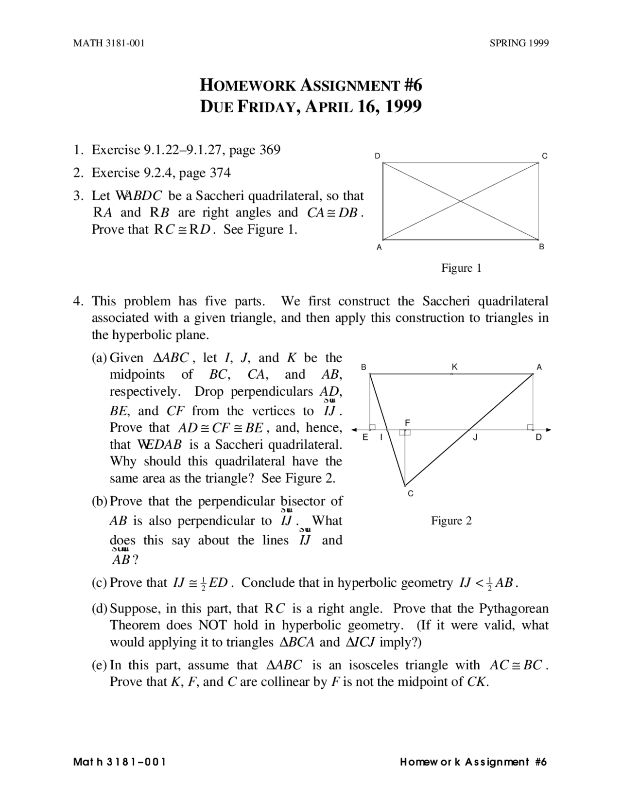 6 Questions For Assignment 6 Fundamental Concepts Of Geometry Math