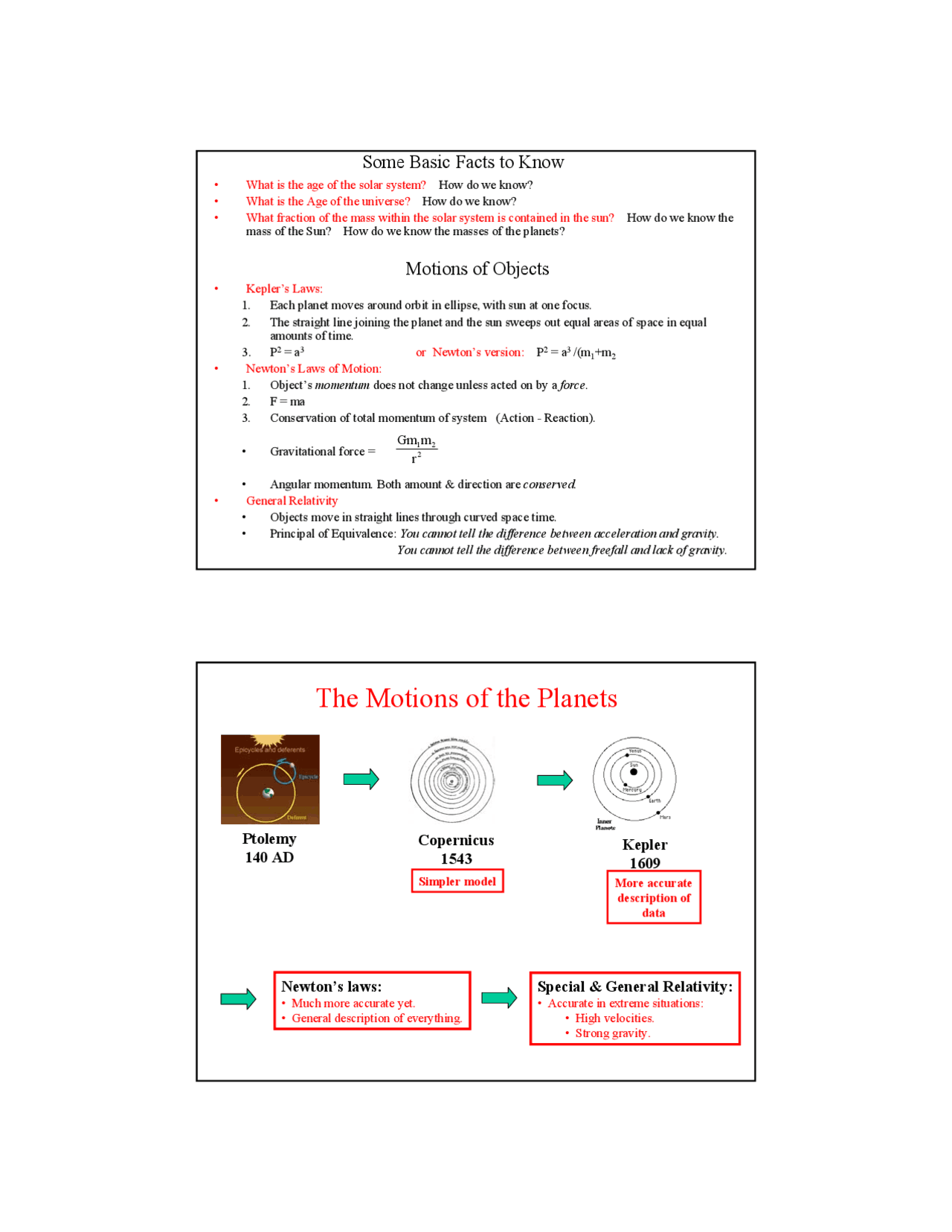 Motions Of Objects Visions Of The Universe Slides Isp 205 Docsity