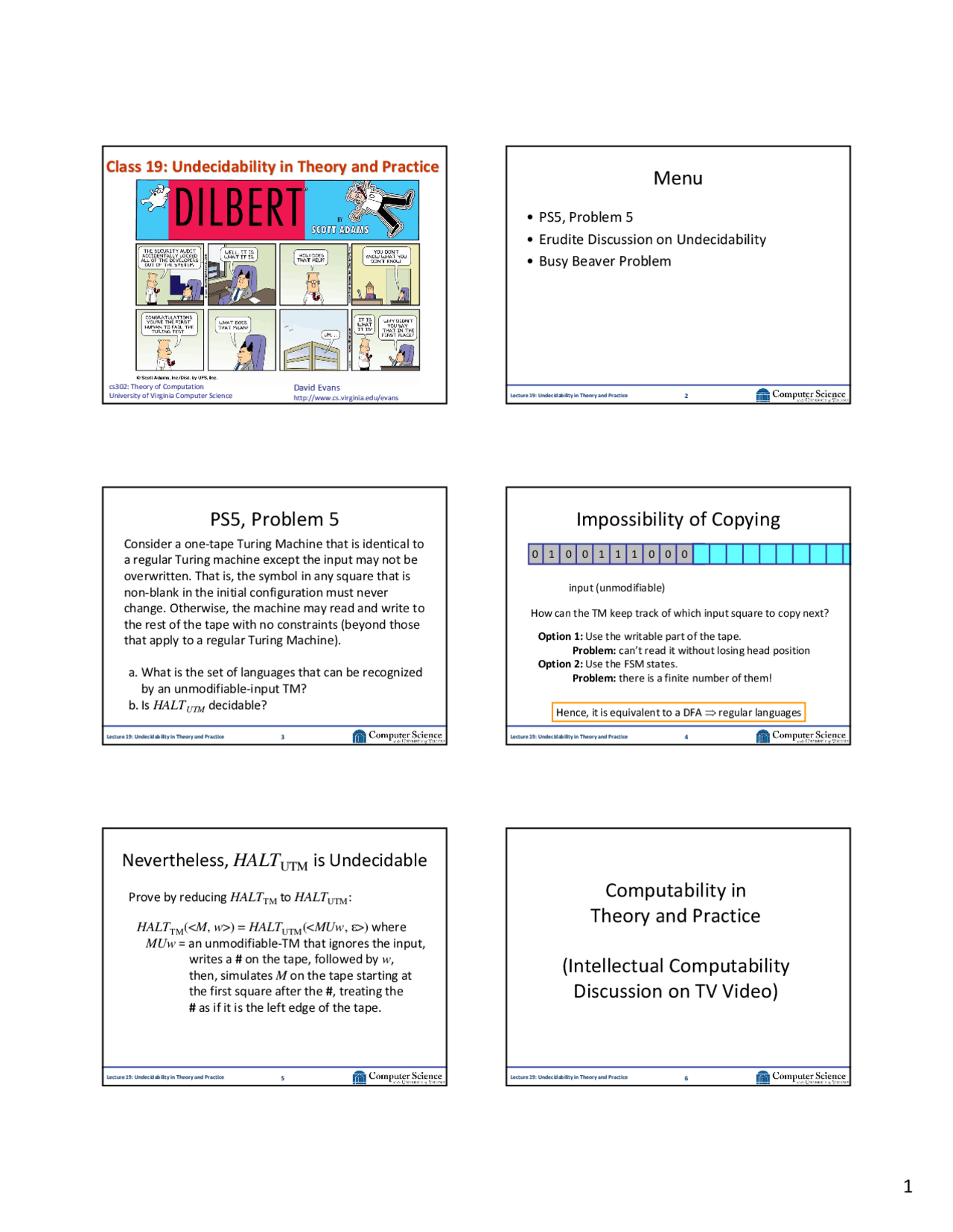 Undecidability In Theory And Practice Theory Of Computation Cs 3102