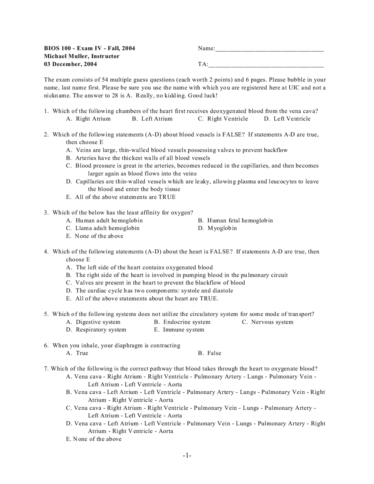 Unsolved Exam 4 Biology Of Cells And Organisms Bios 100 Docsity
