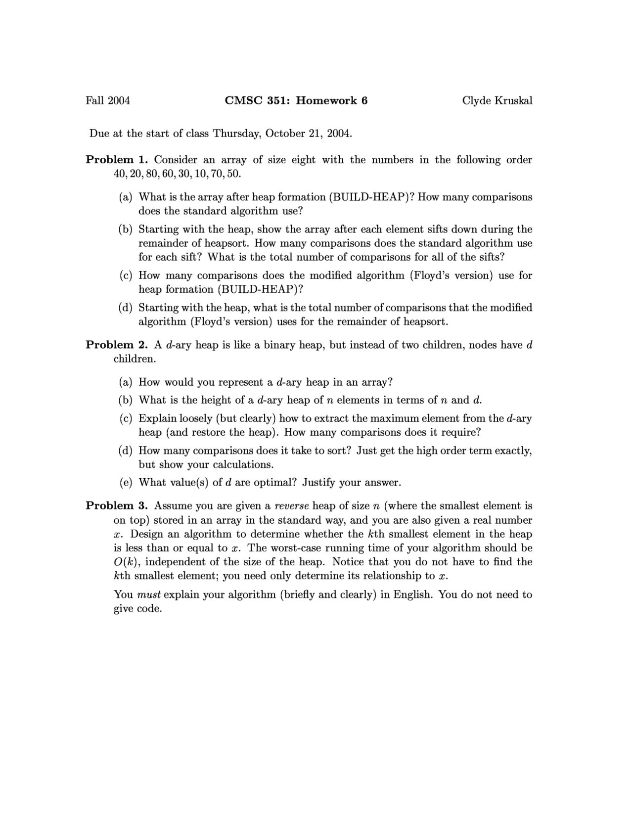 20 Solved Problems On Standard Algorithm Assignment 1 Cmsc 351