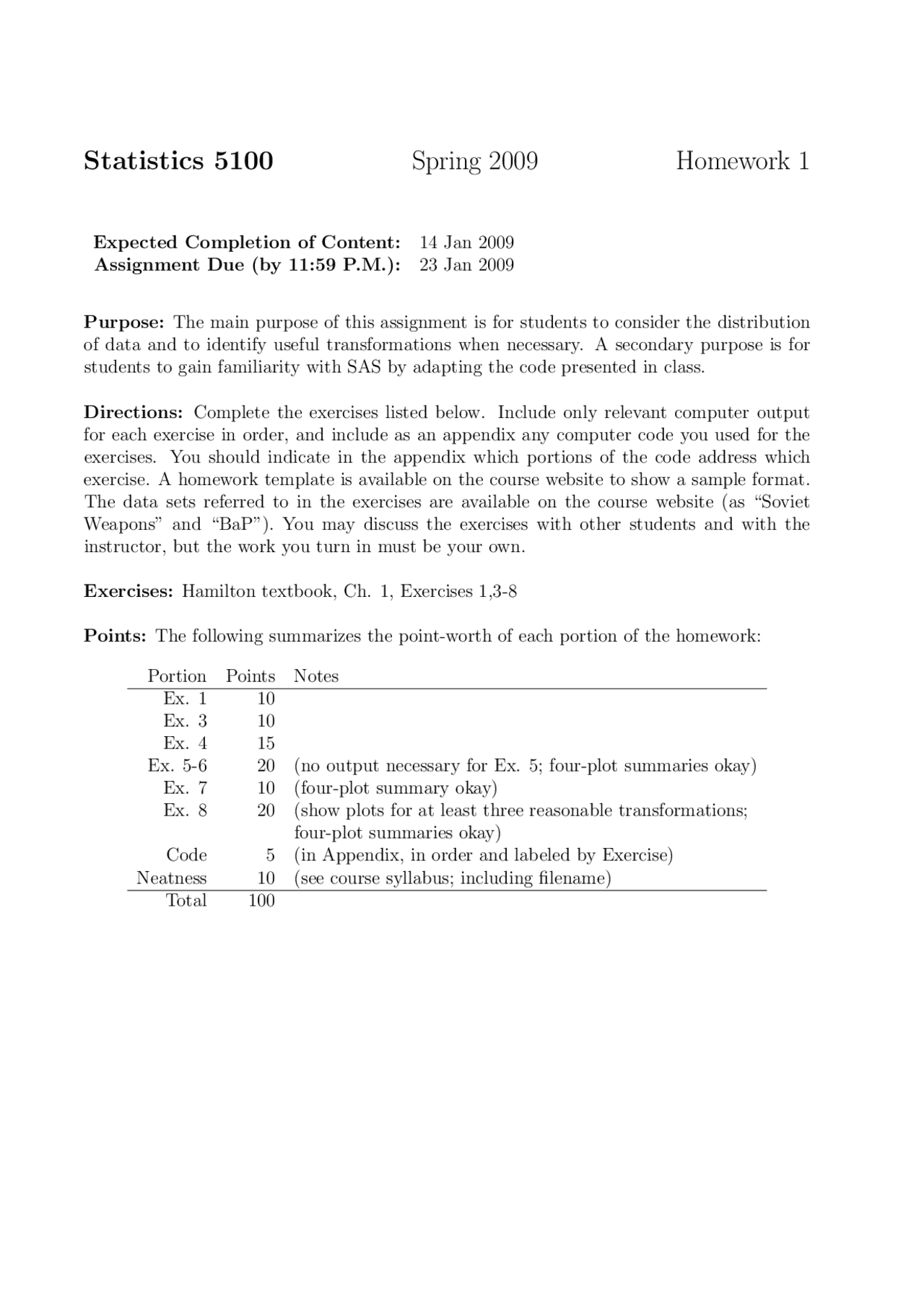 Assignment 1 For Linear Regression And Time Series Stat 5100 Docsity