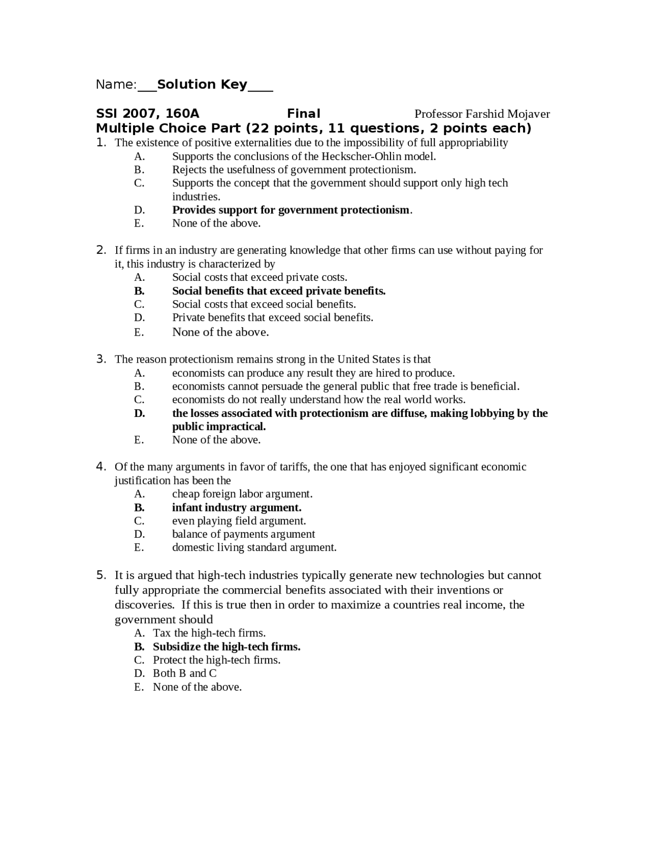 Solved Final Exam Introduction To Microeconomics Ecn 160a Docsity