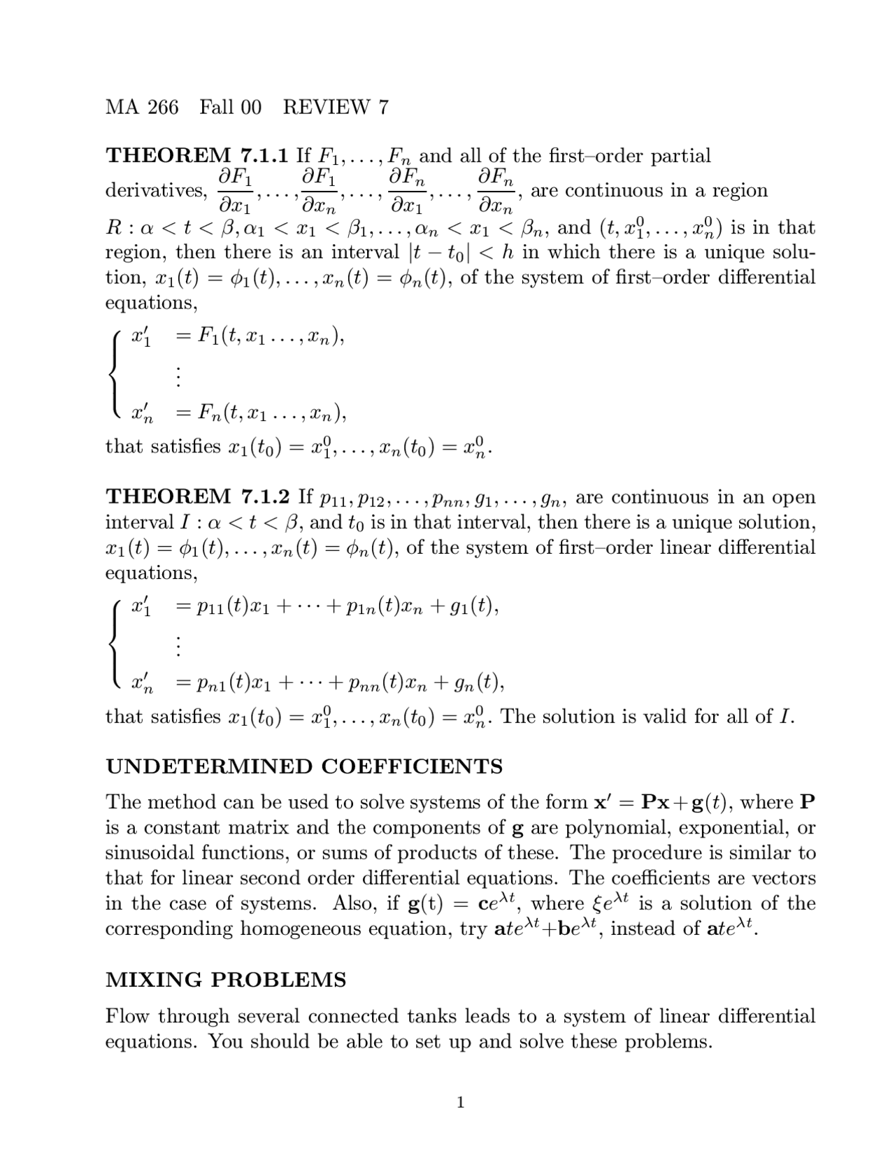 12 Questions With Answer Review Sheet Differential Equations Ma