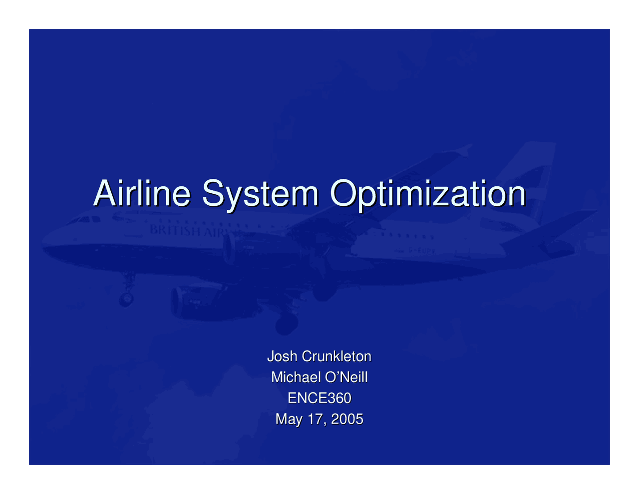 Airline System Optimization Lecture Slides Ence 360 Docsity 