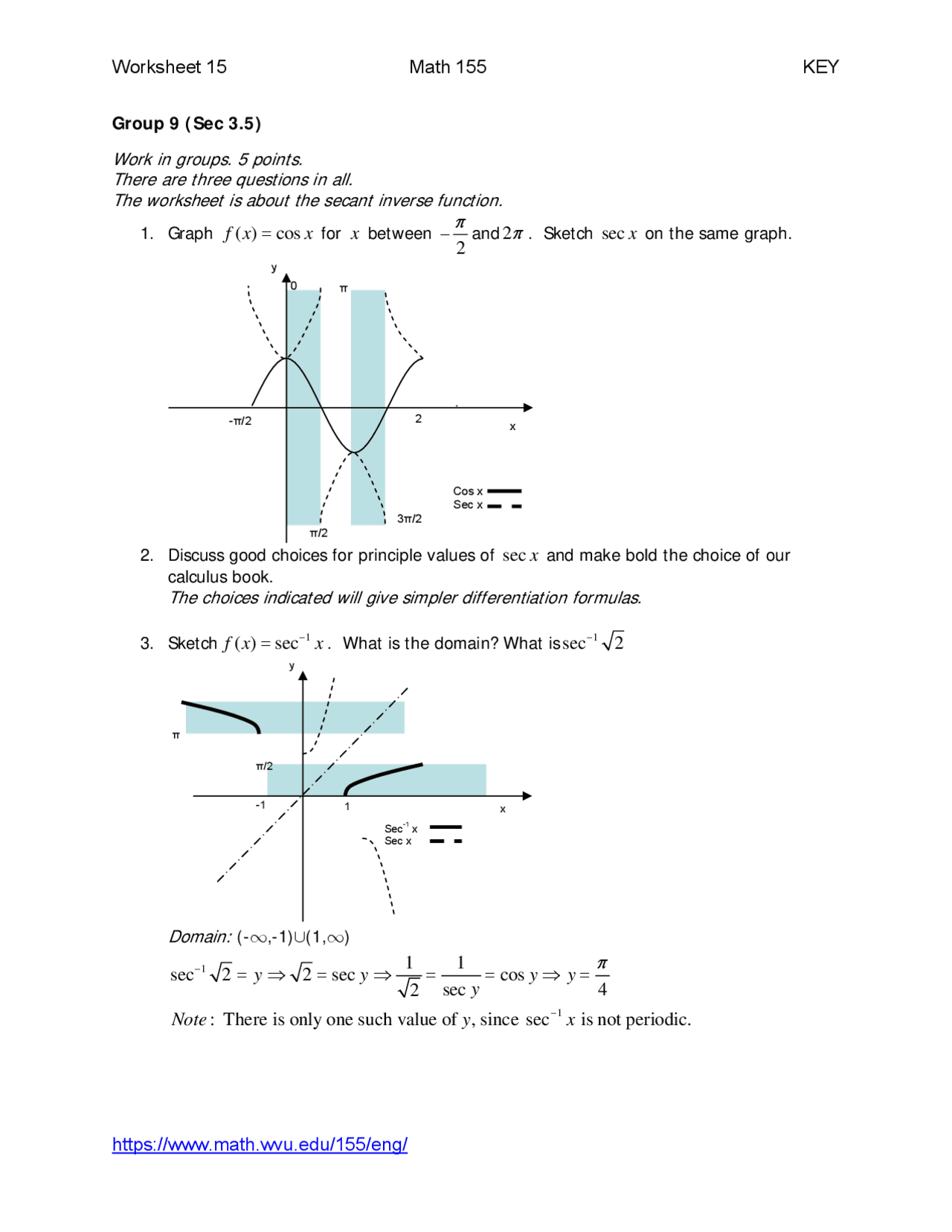 Assignment #15 with Answers - Calculus I | MATH 155 - Docsity
