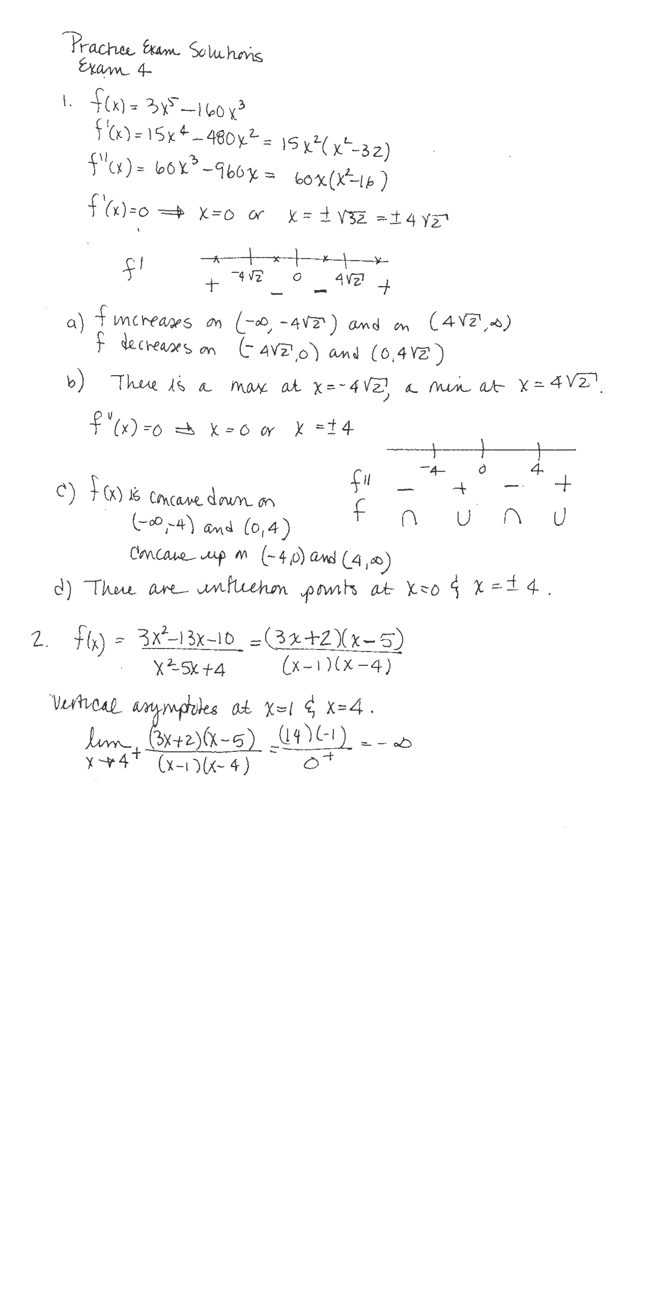 Practice Exam 4 With Solutions Analytical Geometrycalculus Math