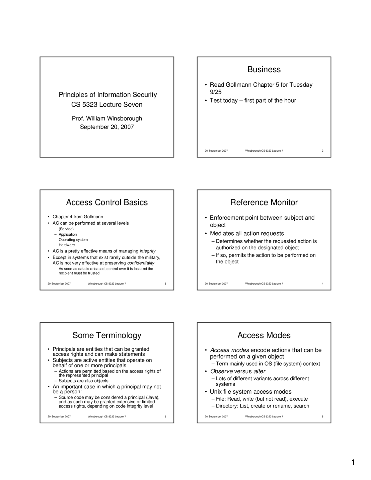 Principles Of Information Security Lecture Slides Cs 5323 Docsity
