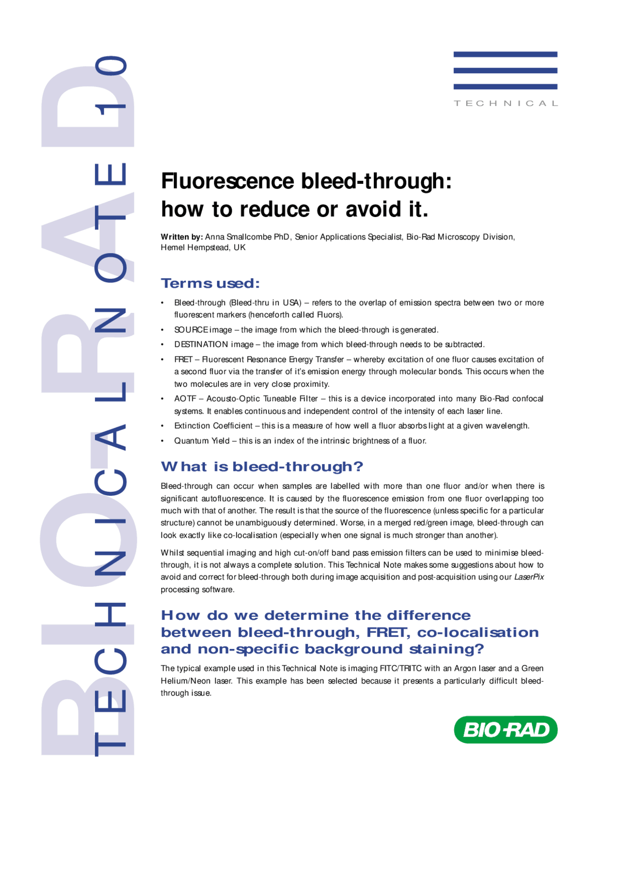Fluorescence Bleed-Through: How to Reduce or Avoid It. - Exam | THE 488 ...
