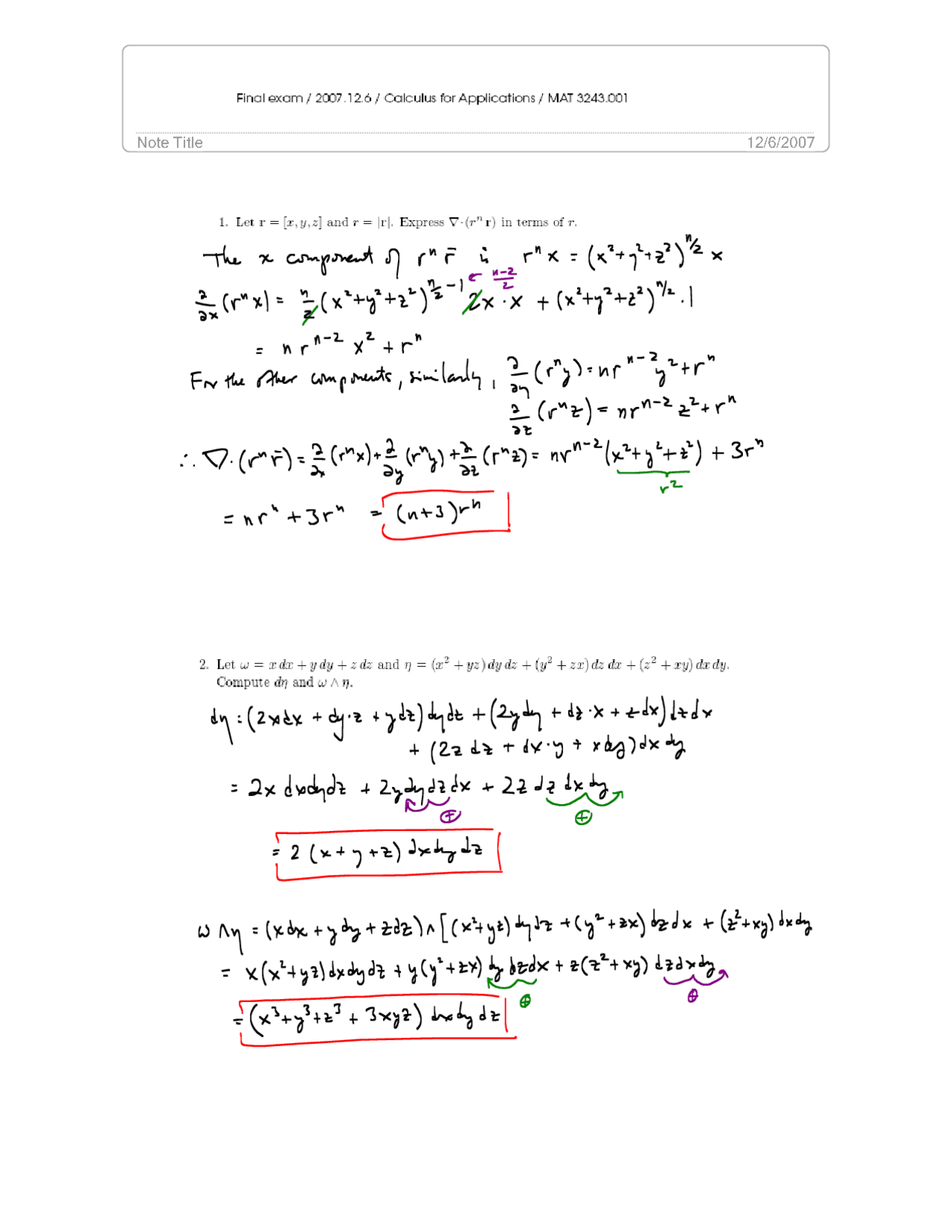 Final Exam Paper Calculus For Applications Mat 3243 Docsity