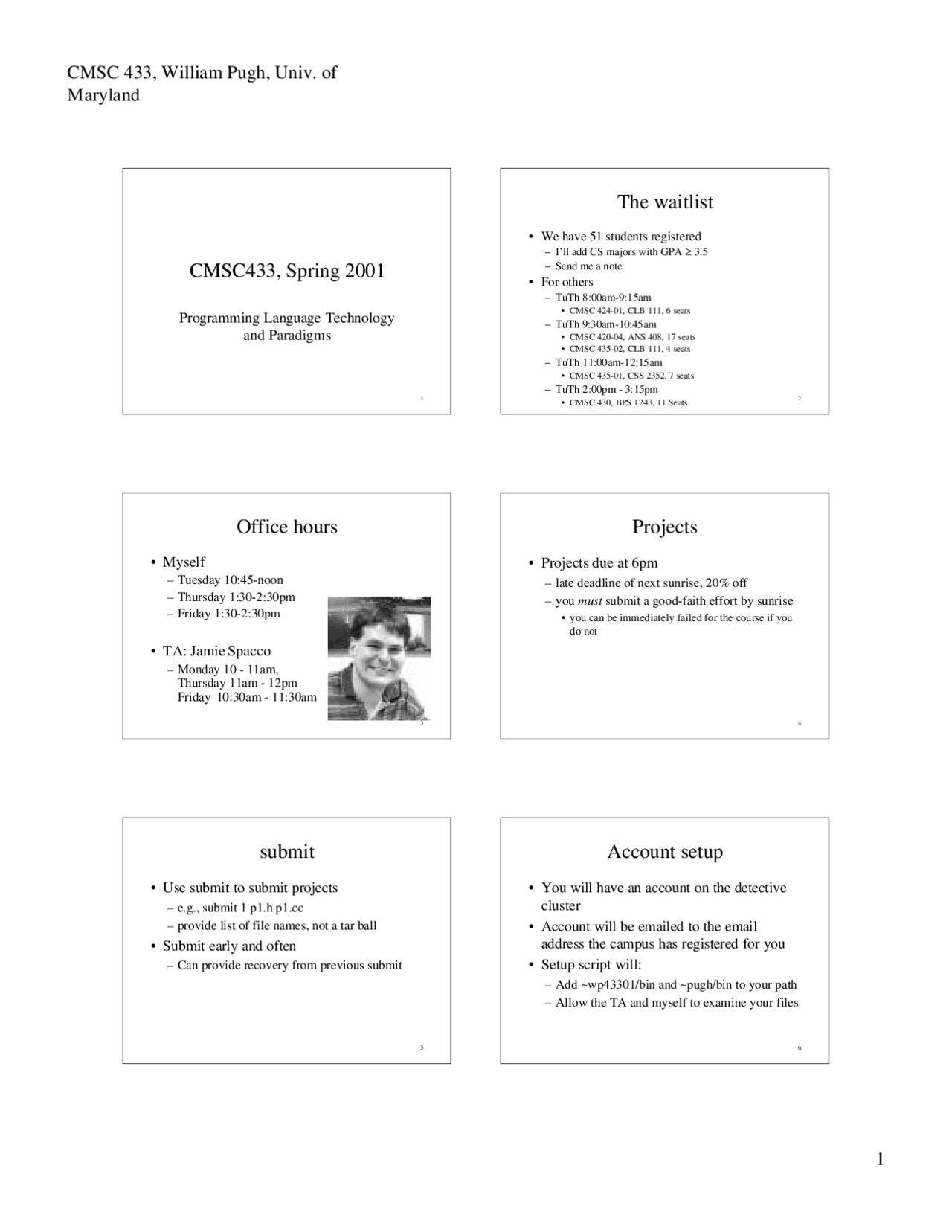 The Waitlist, Project Commentary - Lecture Slides | CMSC 433 - Docsity The Waitlist, Project Commentary - Lecture Slides | CMSC 433 - Docsity