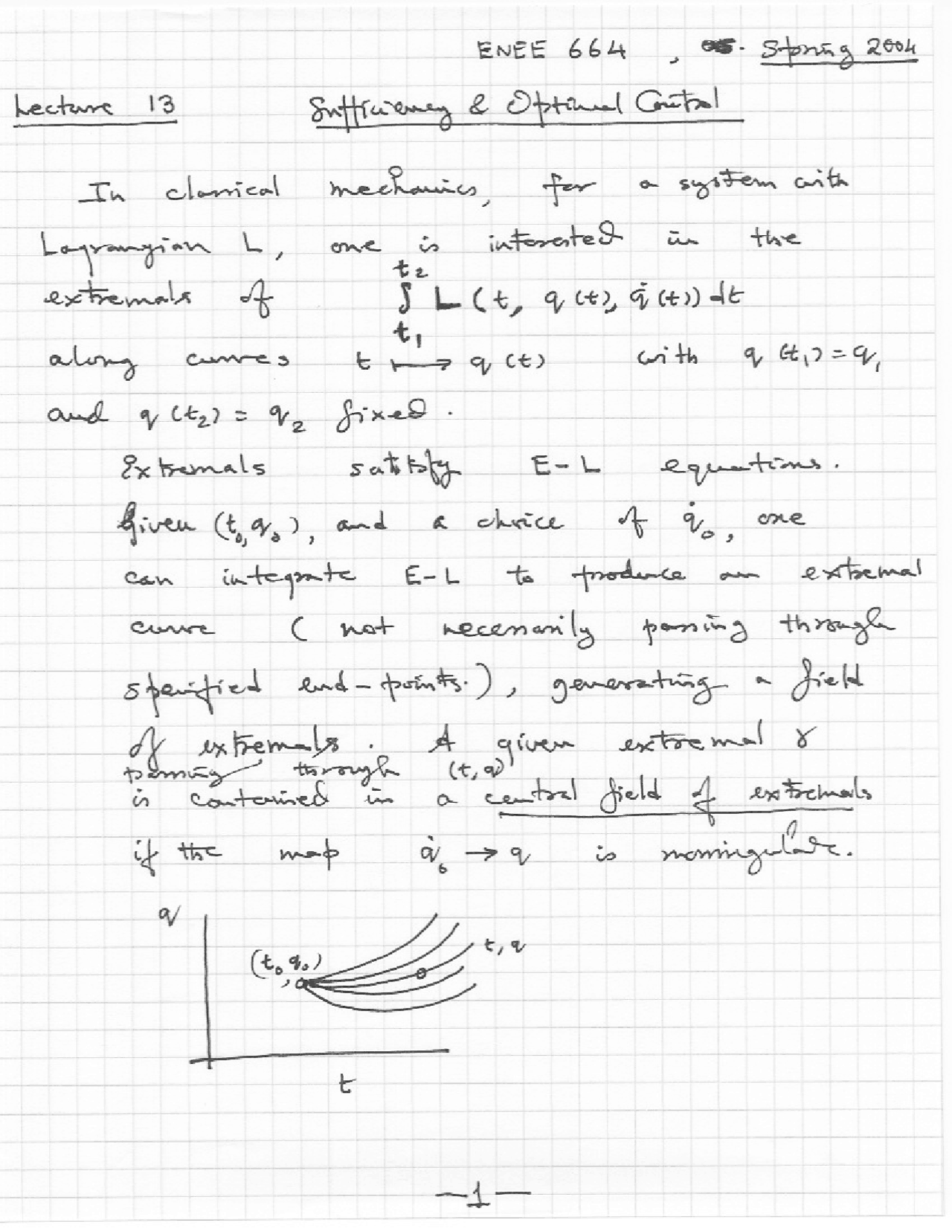 The Sufficient And The Optimal Control Handwritten Notes Enee 664