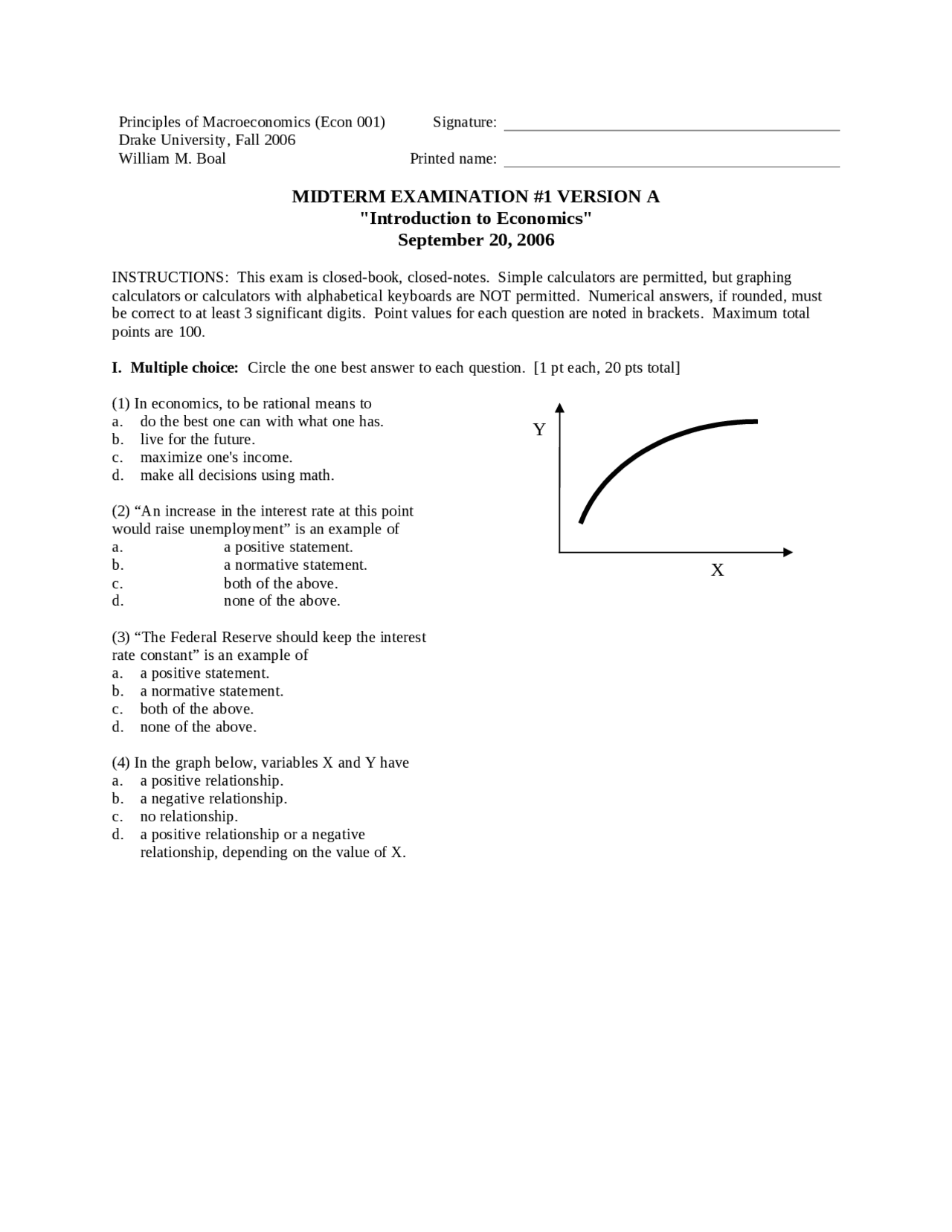 Midterm Exam 1 Principles Of Microeconomics Econ 001 Docsity