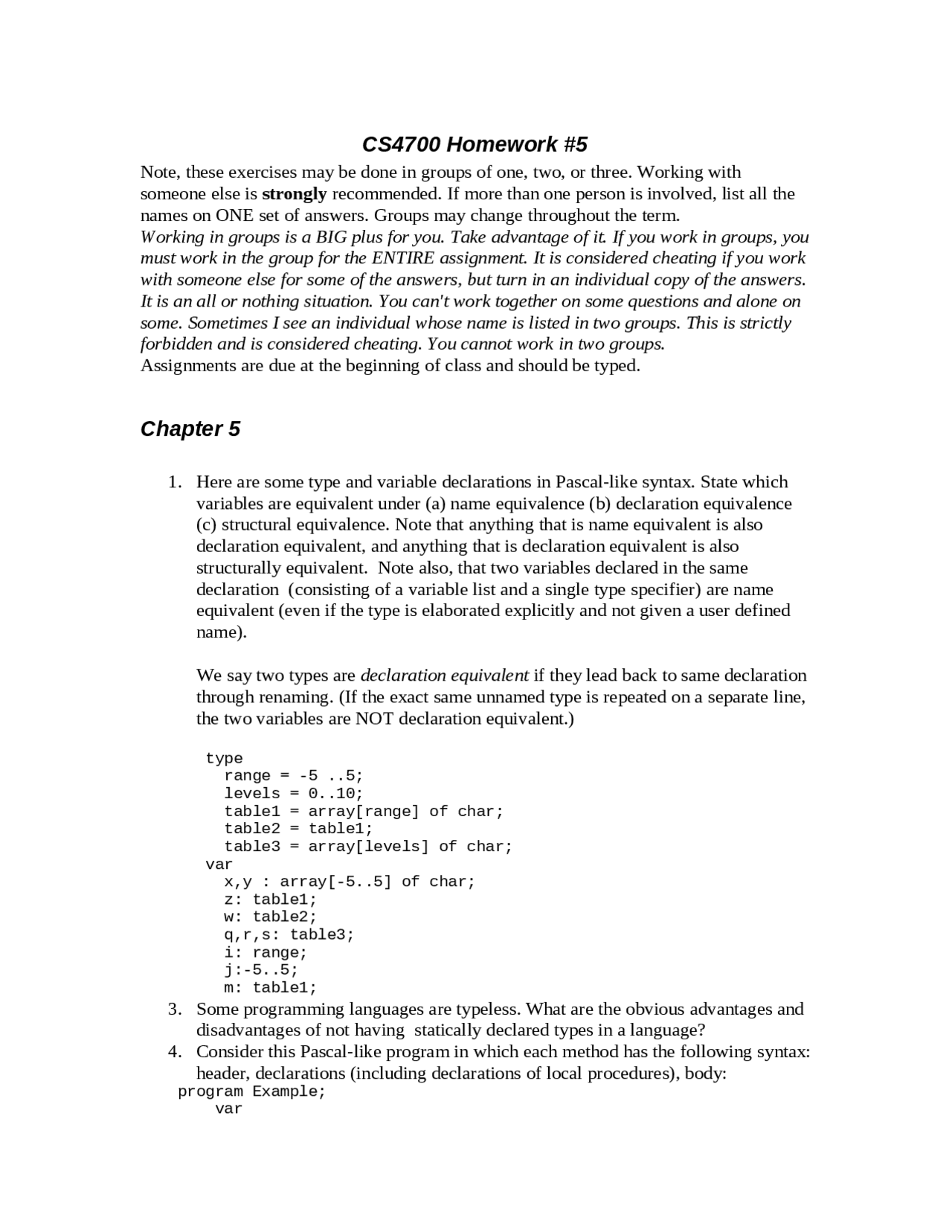 Homework 5 Solutions Programming Languages Cs 4700 Docsity