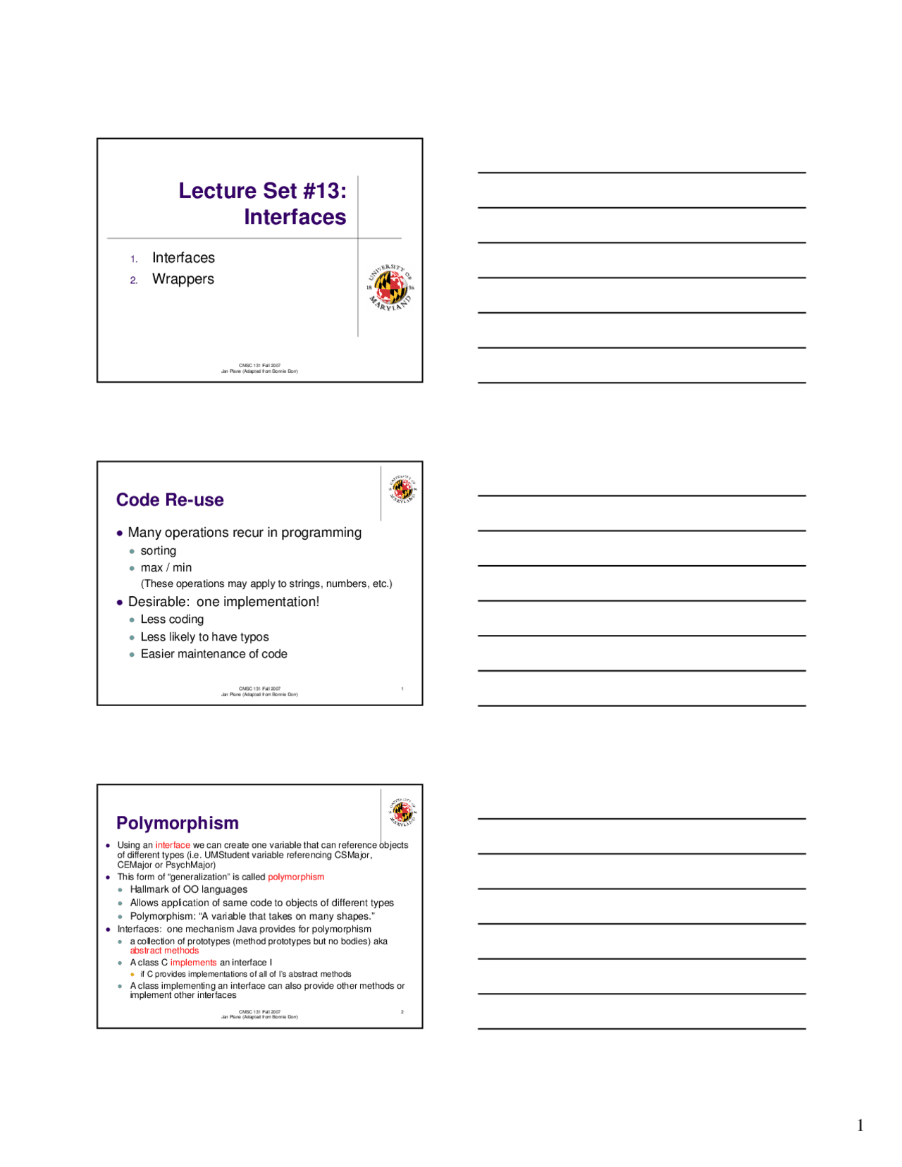 Interphase and the Wrappers - Lecture Slides | CMSC 131 - Docsity