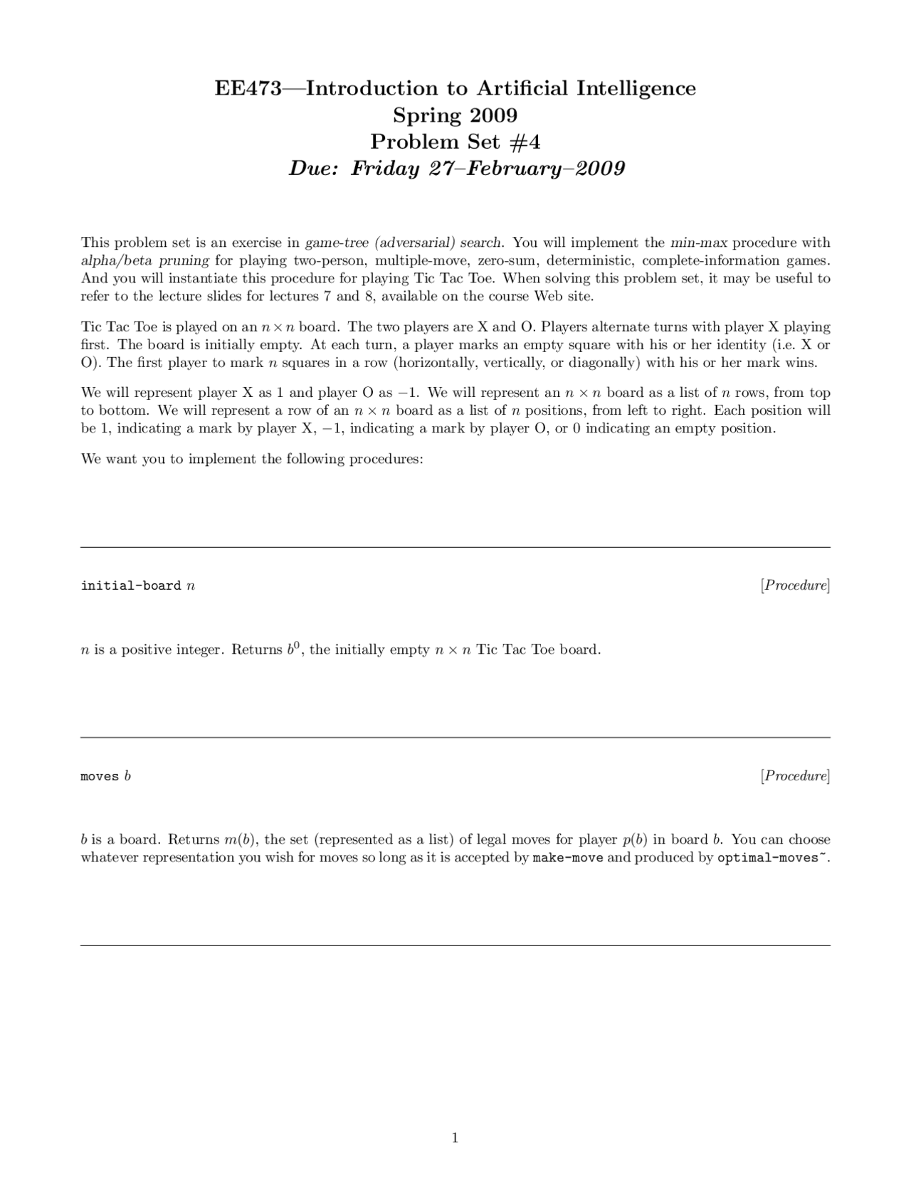 Problem Set 4 Introduction To Artificial Intelligence Ece 47300