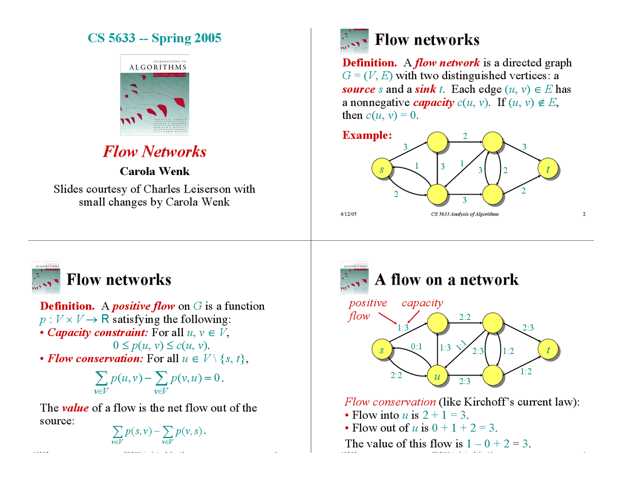 Lecture Slides On Flow Networks Cs 5633 Docsity