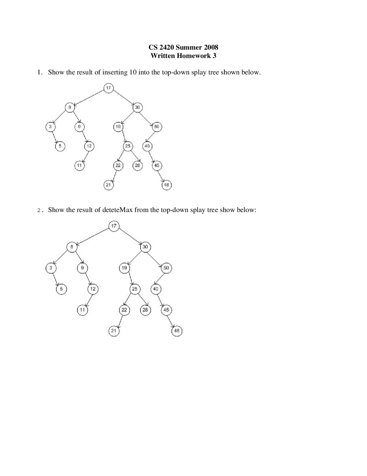 Homework 3 With Answers For Algorithms And Data Structures Cs 2420