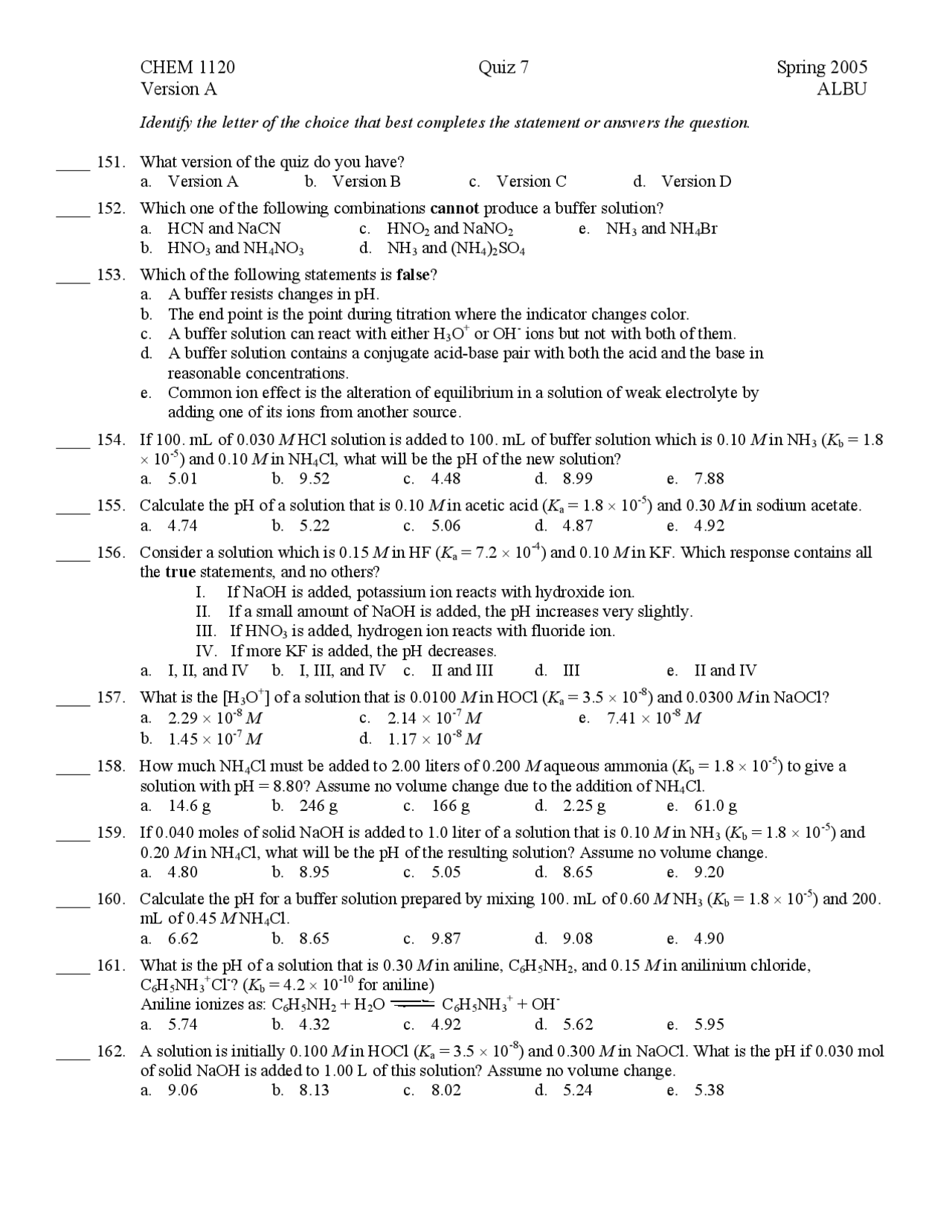 Multiple Choice Questions with Answer - General Chemistry - Quiz 7 ...