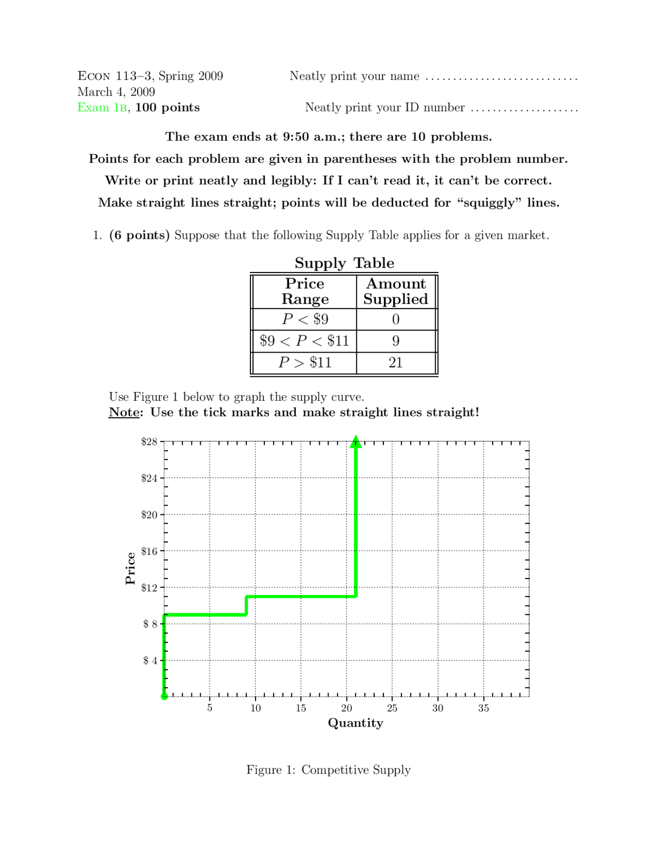 Questions on Introduction to Economics: Class Simulation for Exam 1 ...