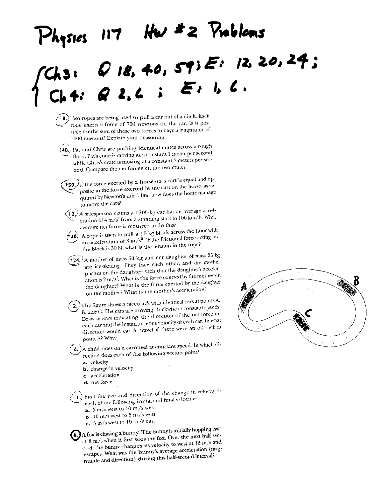 10 Problems on Introduction to Physics | PHYS 117 - Docsity