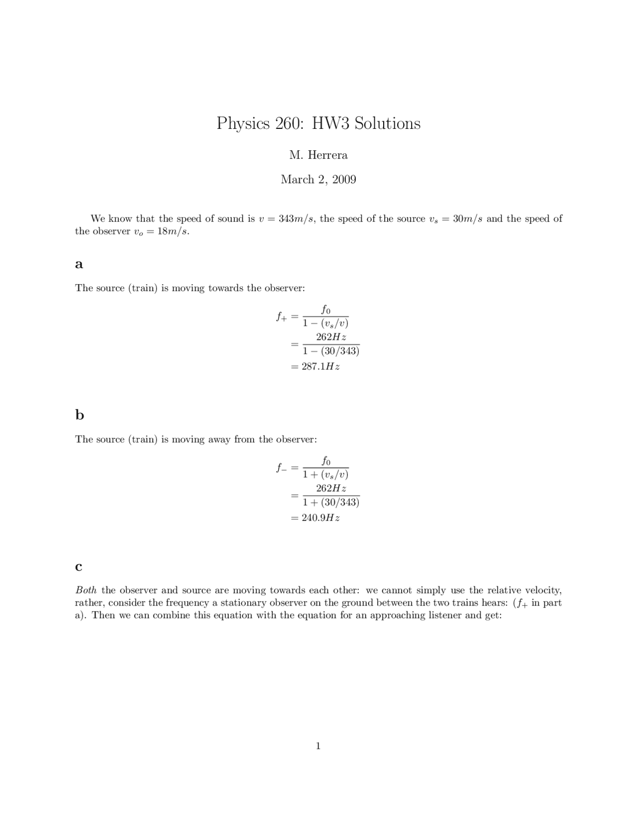 Solutions to Homework #3 - Vibrations, Heat, Electricity and Magnetism ...