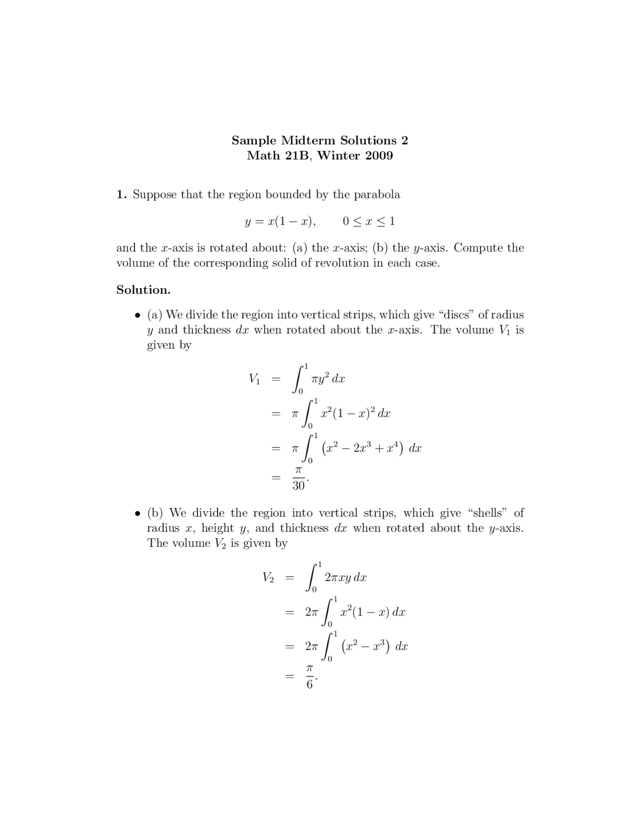 Exam 2 Questions with Solutions - Calculus | MAT 021B - Docsity
