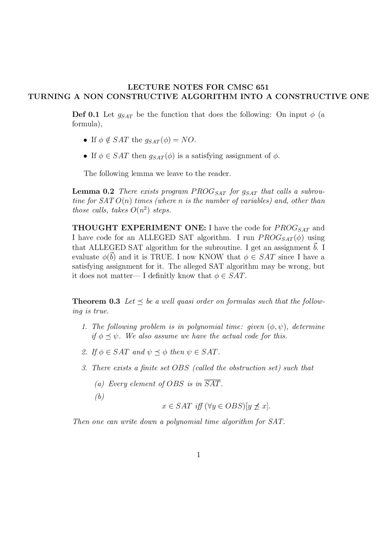 Turning A Non Constructive Algorithm Into A Constructive One Cmsc 651 Docsity