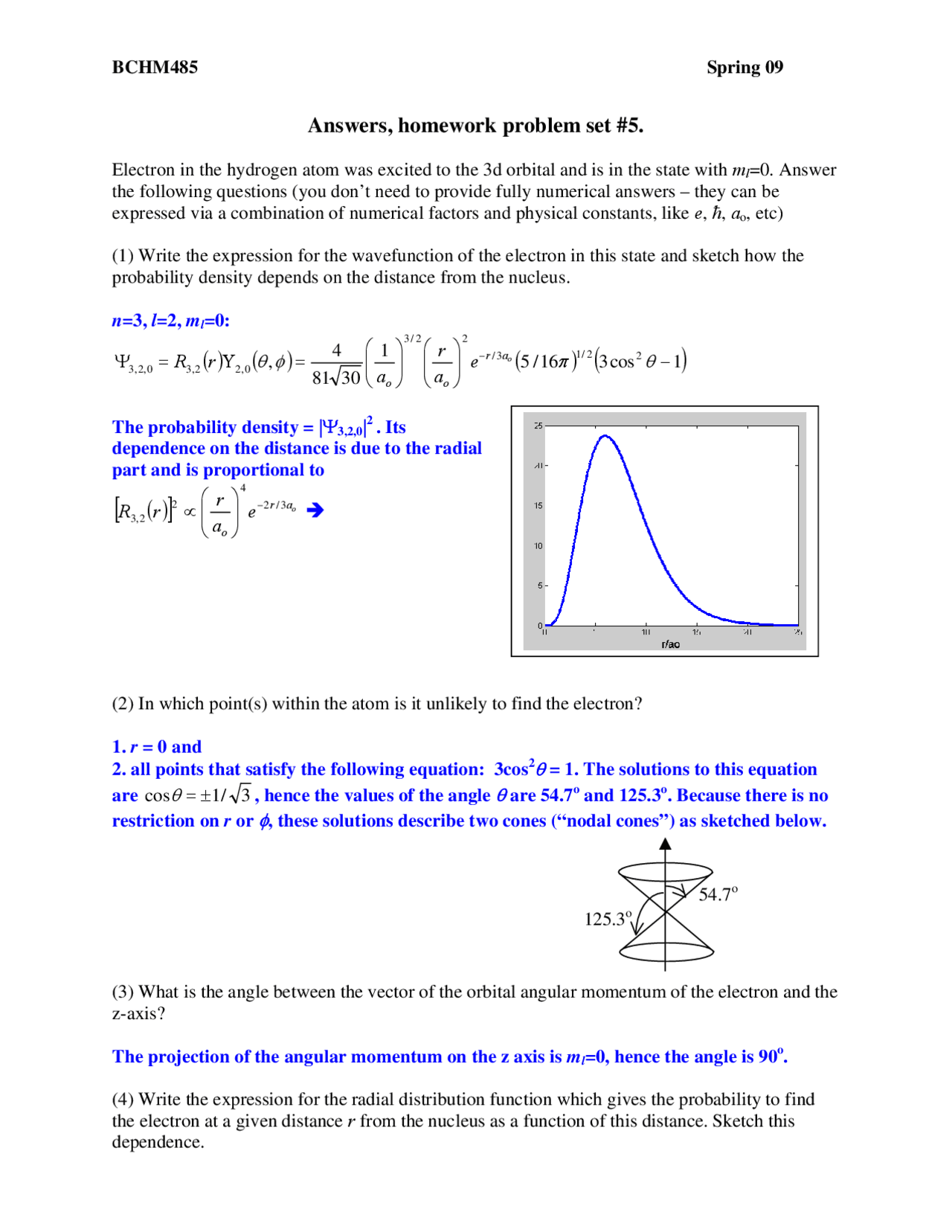 Answers To Problem Set 5 Physical Biochemistry Bchm 485 Docsity