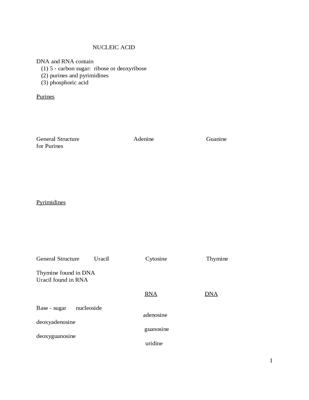 Notes On Nucleic Acid General Chemistry Ii Chem 1020 Docsity