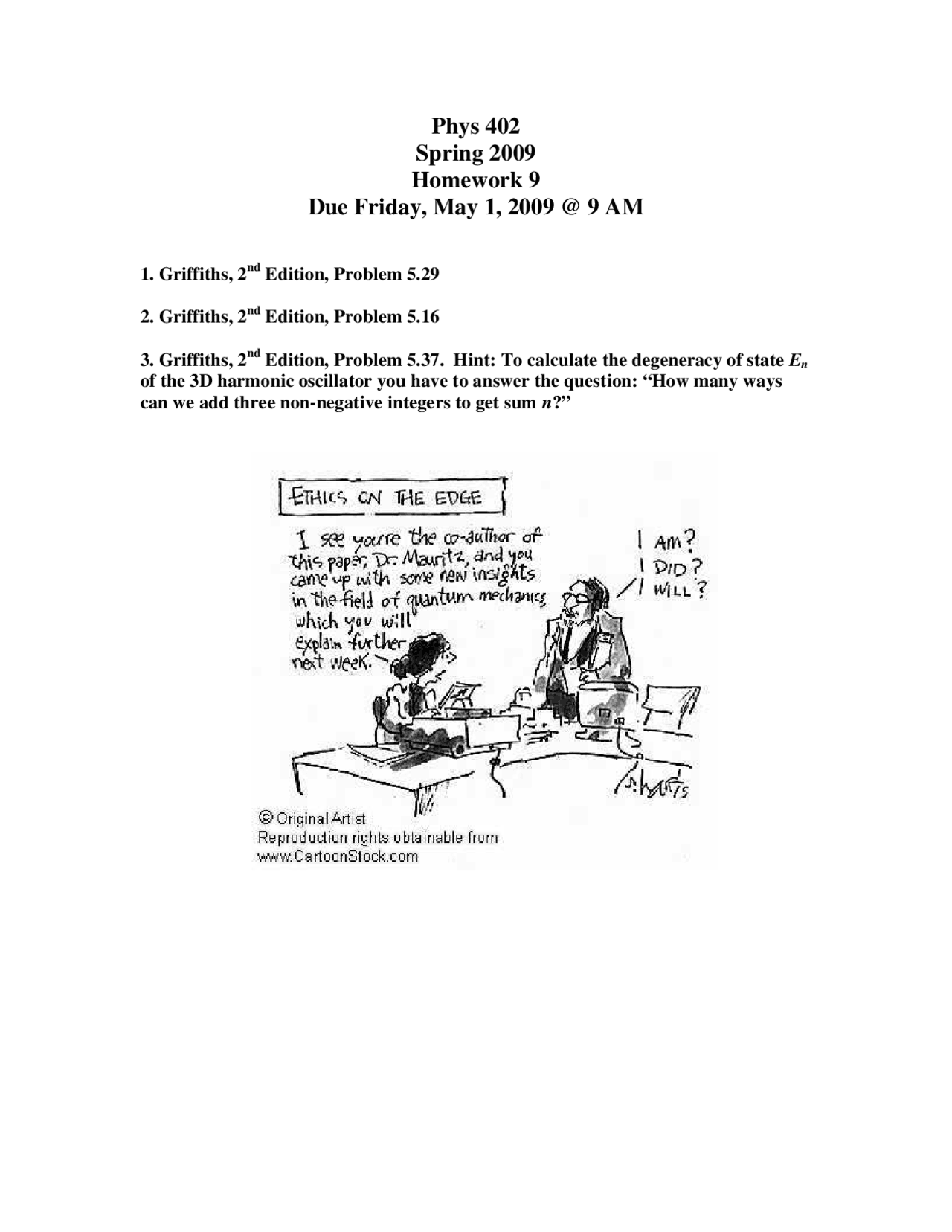 Homework 9 Solutions Quantum Physics Ii Phys 402 Assignments