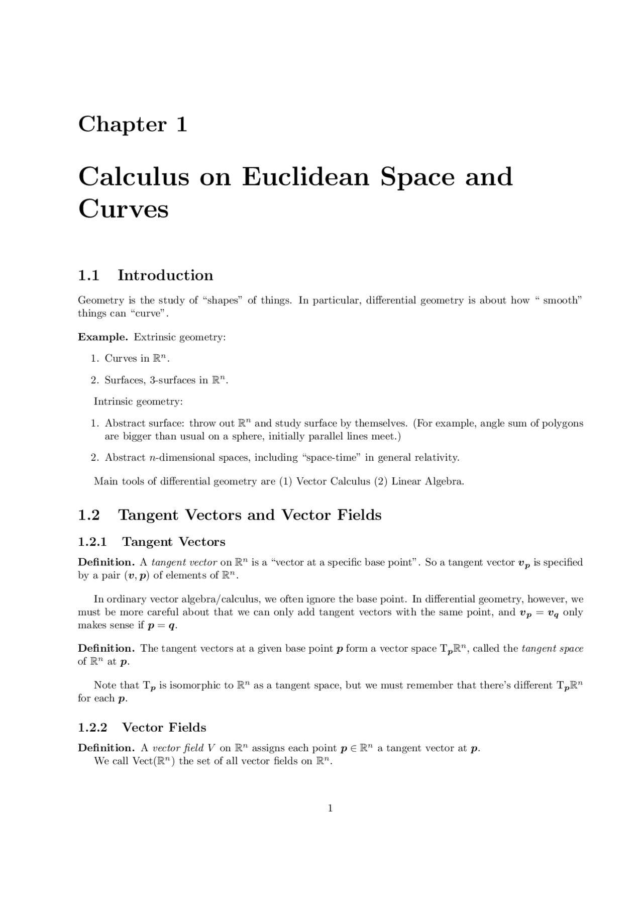 Calculus On Euclidean Space And Curve Mat 116 Docsity