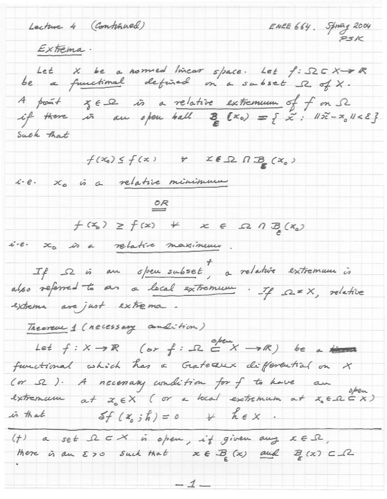 Necessary Conditional Extreme Theorem Handwritten Notes Enee 664