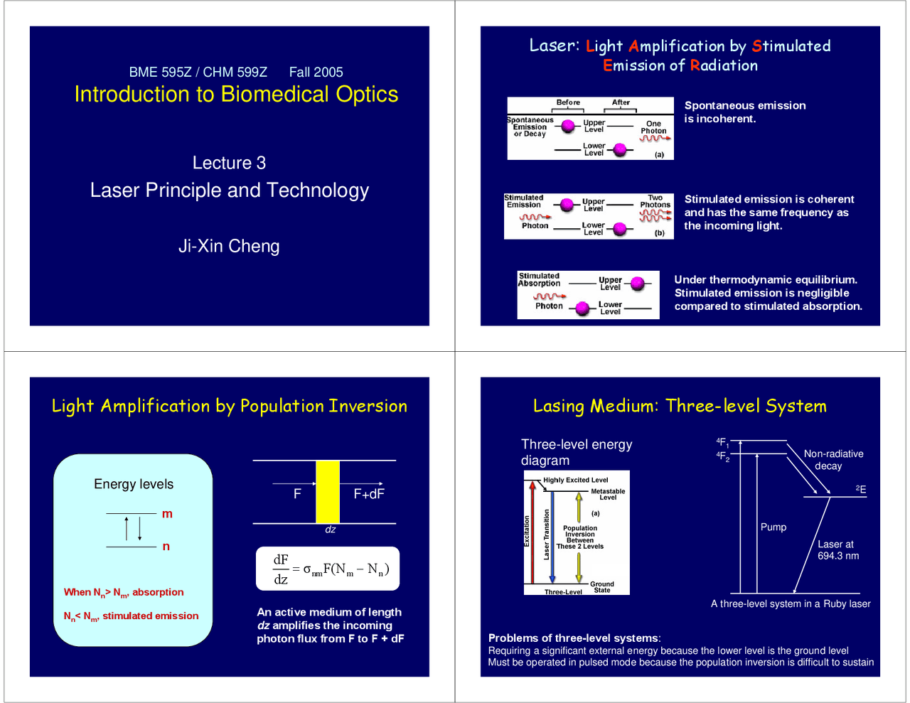 Laser Principle And Technology Lecture Slides Chem C1260 Docsity