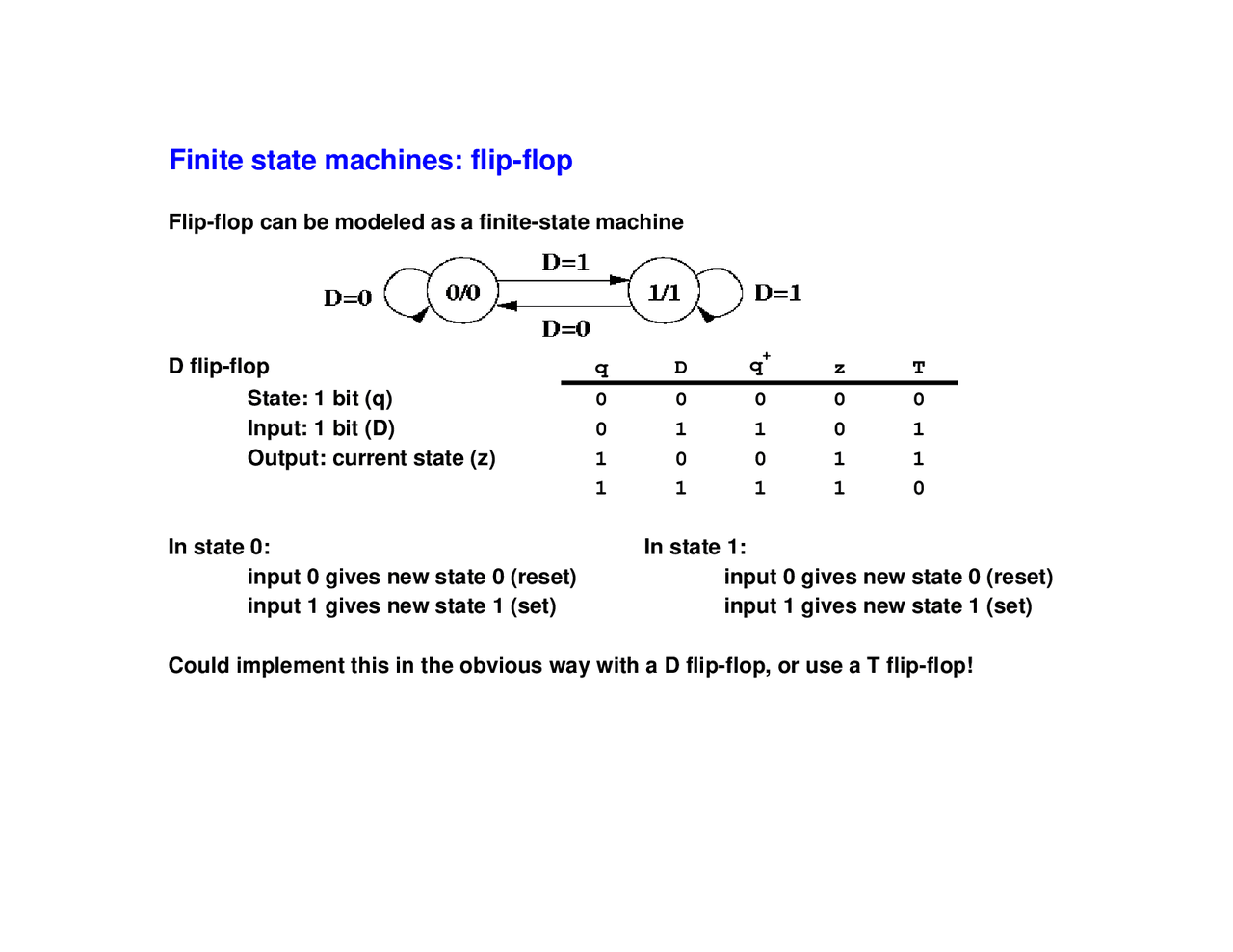 Finite State Machines Flip Flop Computer Organization Cmsc 311 Docsity