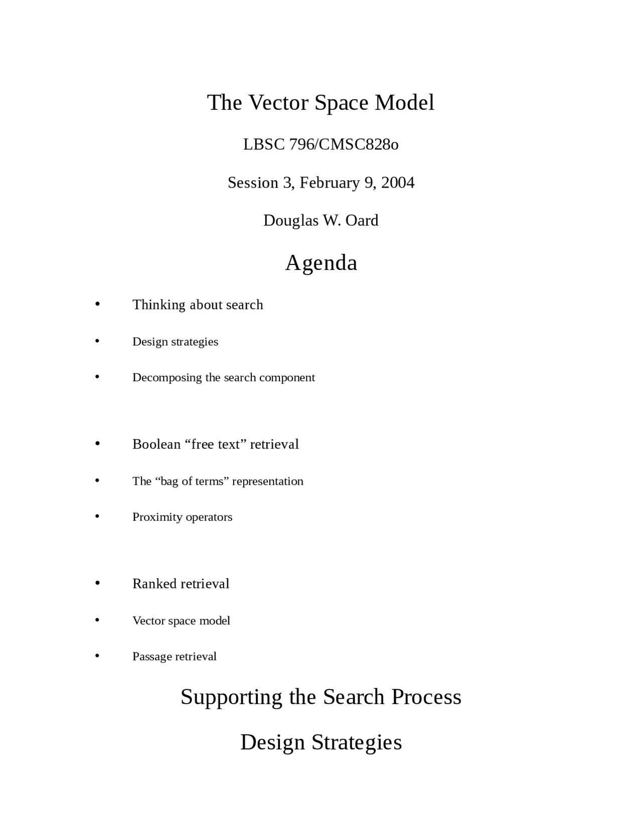 The Vector Space Model Lecture Notes Lbsc 796 Docsity