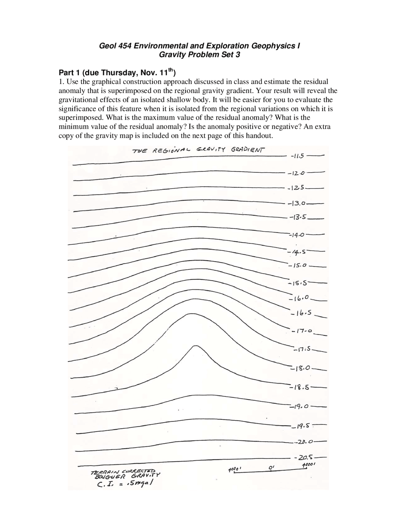 Gravity Problem Set For Environmental And Exploration Geophysics I