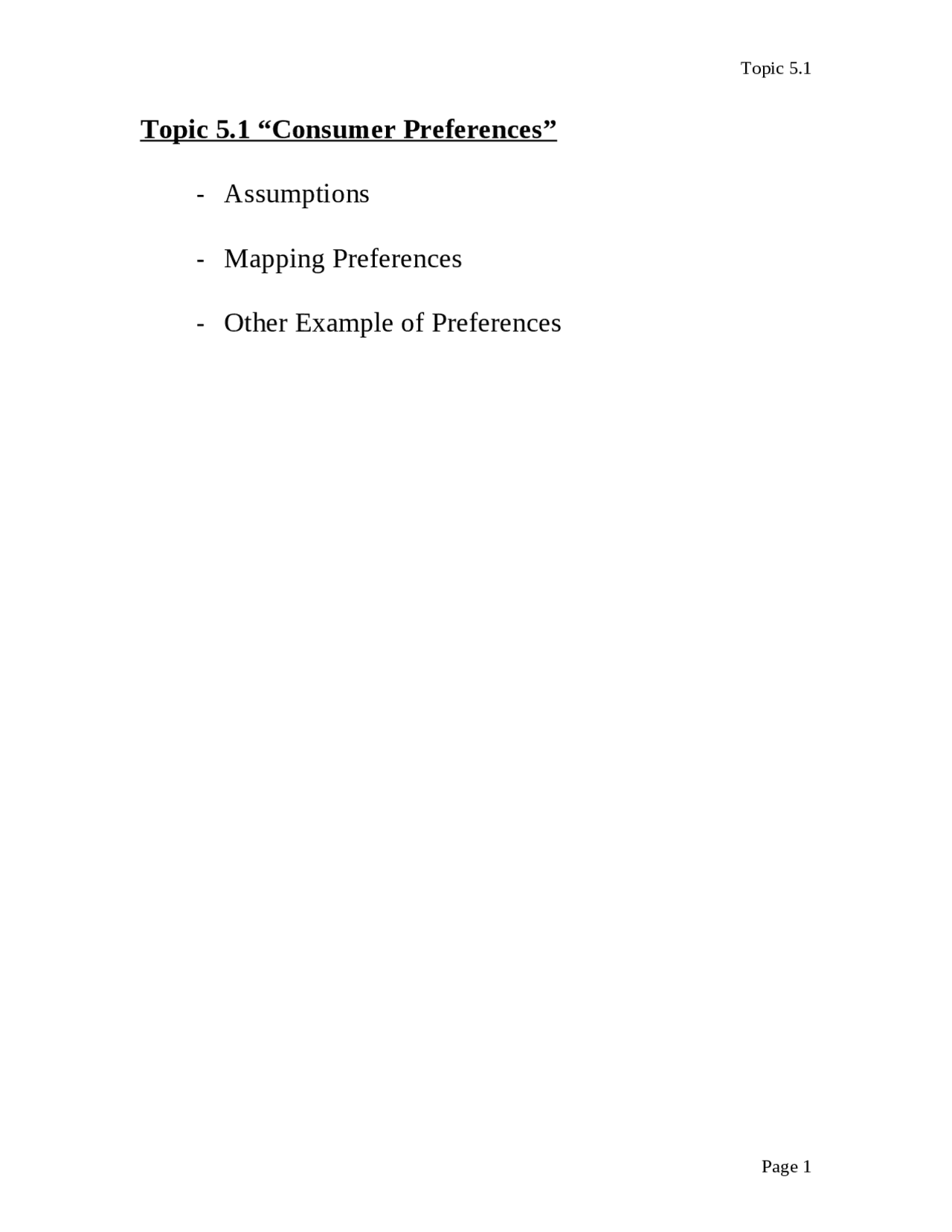 Consumer Preferences Lecture Slides Ecn 328 Docsity
