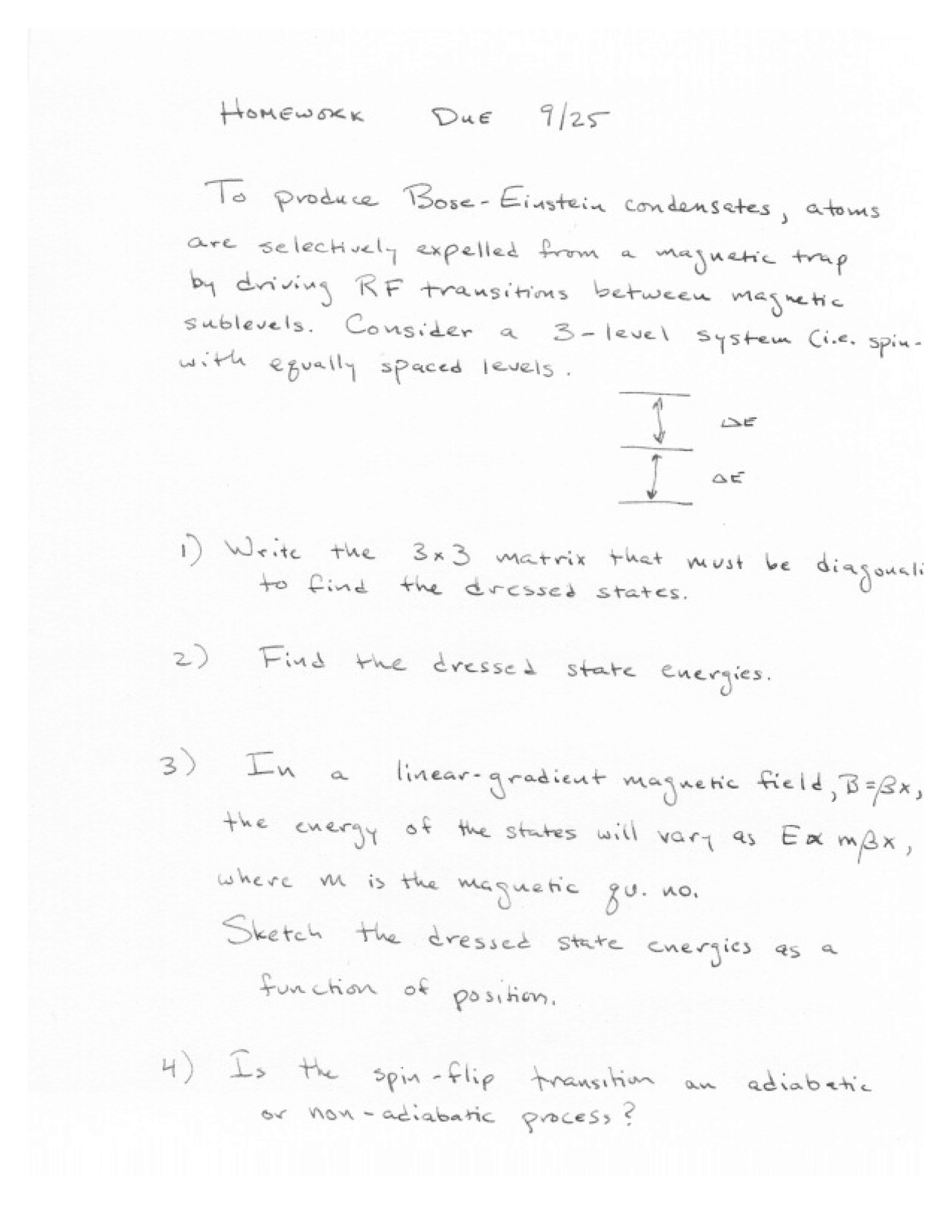 Handwritten Notes For Homework 3 Atomic And Optical Physics I Phys