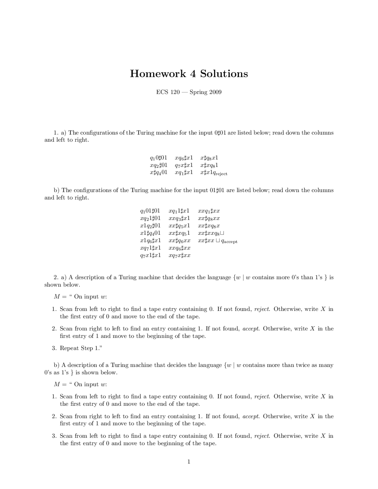 Homework 4 With Solutions For Introduction To Theory Computation Ecs 1662